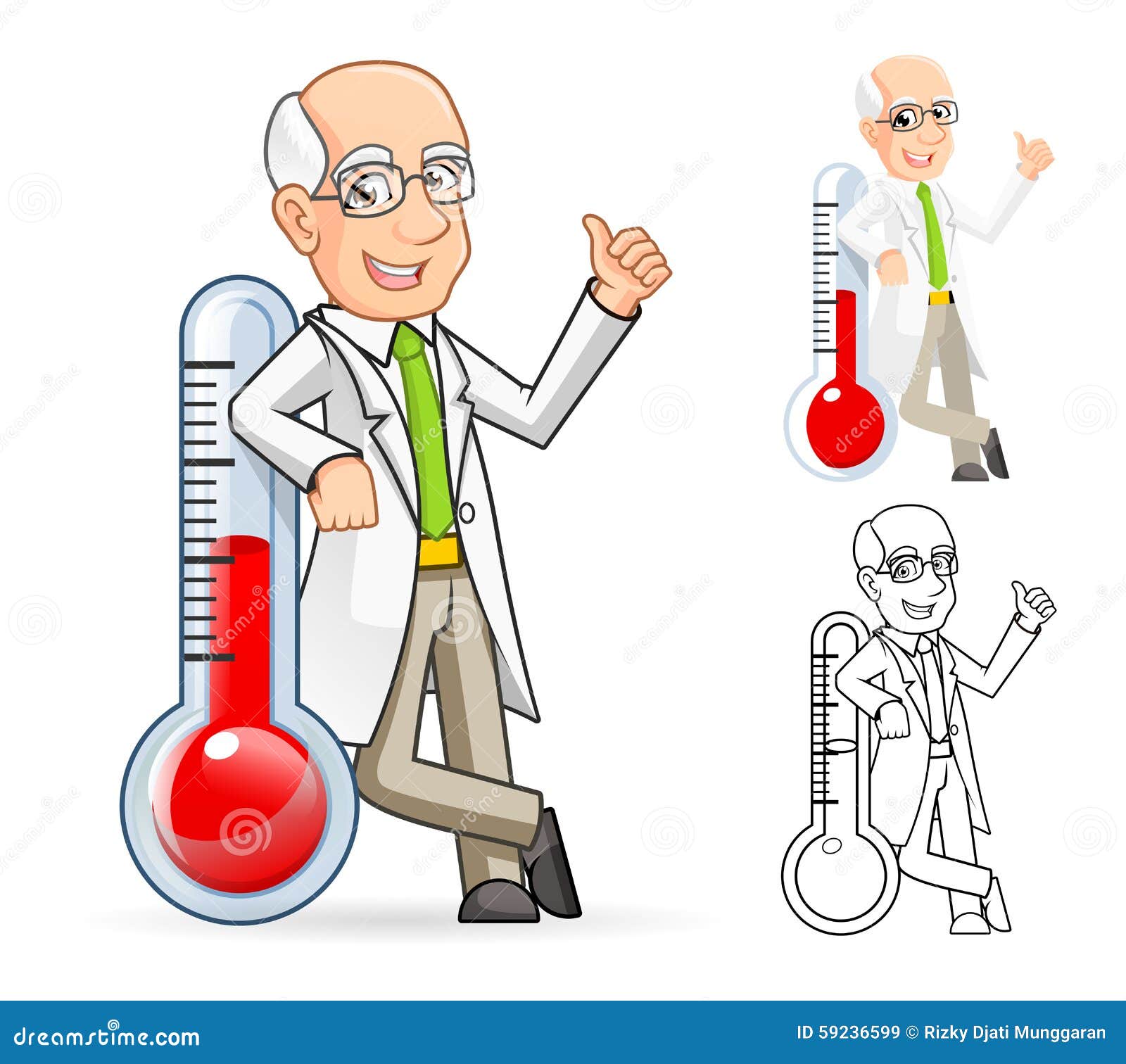 Scientist Cartoon Character Leaning Against a Temperature Stock Vector ...