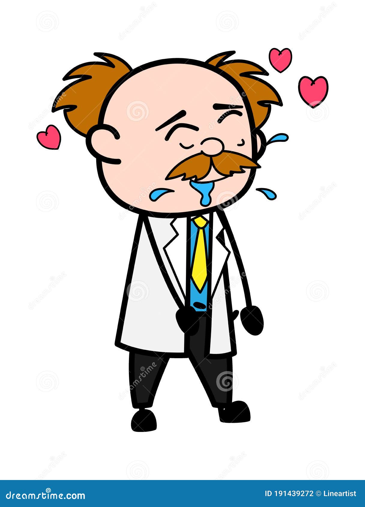 Scientist Cartoon Drooling in Love Stock Illustration - Illustration of ...