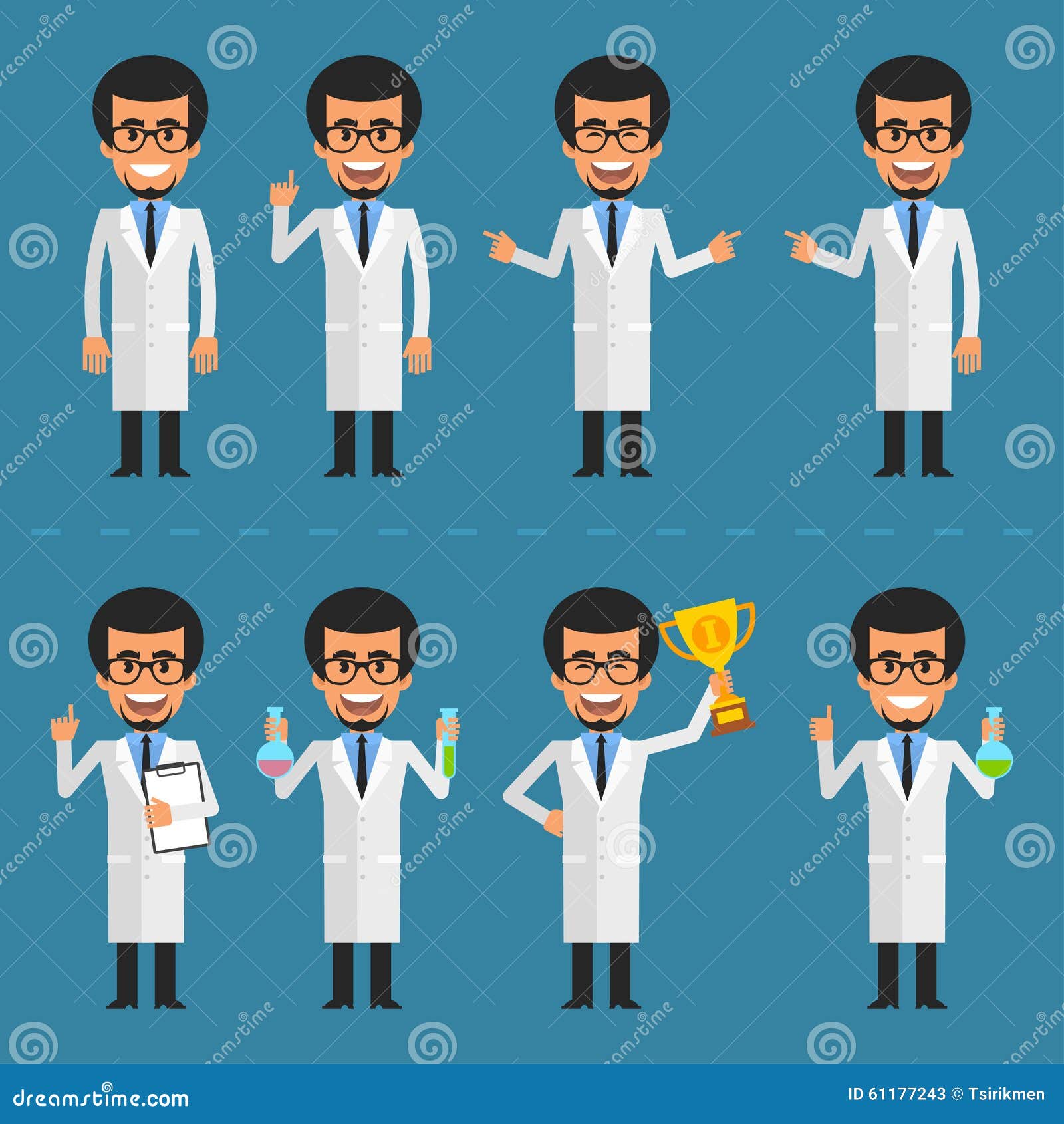 Scientist Character in Various Poses Stock Vector - Illustration of ...