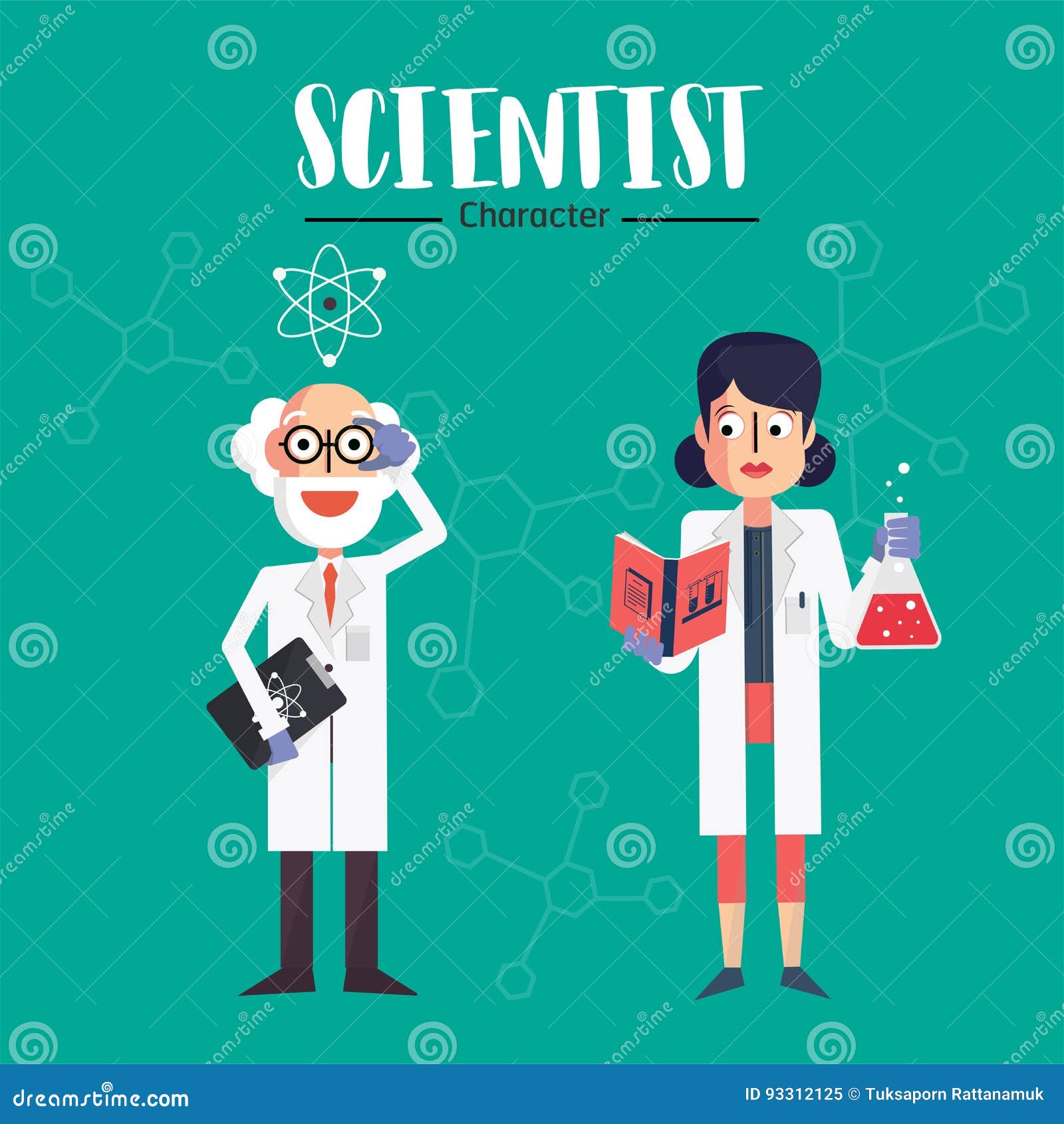 Mad Scientist Character With Glass Flasks And Beakers Conducting ...