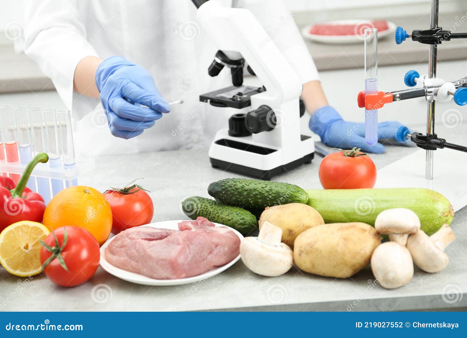 Scientist Checking Products at Table in Laboratory, Closeup. Quality ...