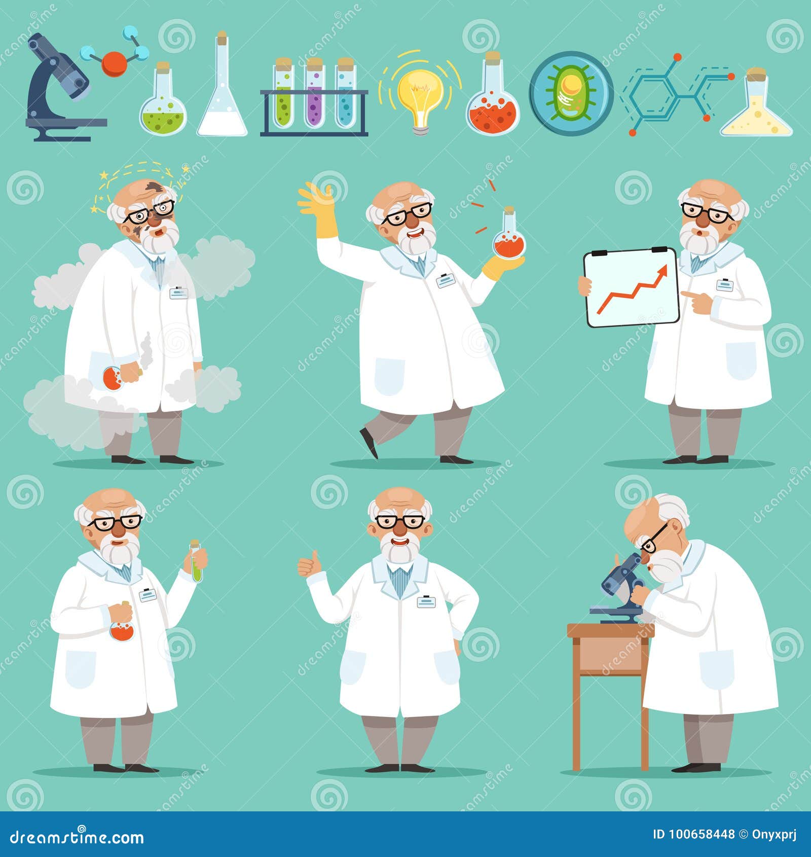 Cartoon Scientist In His Laboratory Vector Illustration | CartoonDealer ...