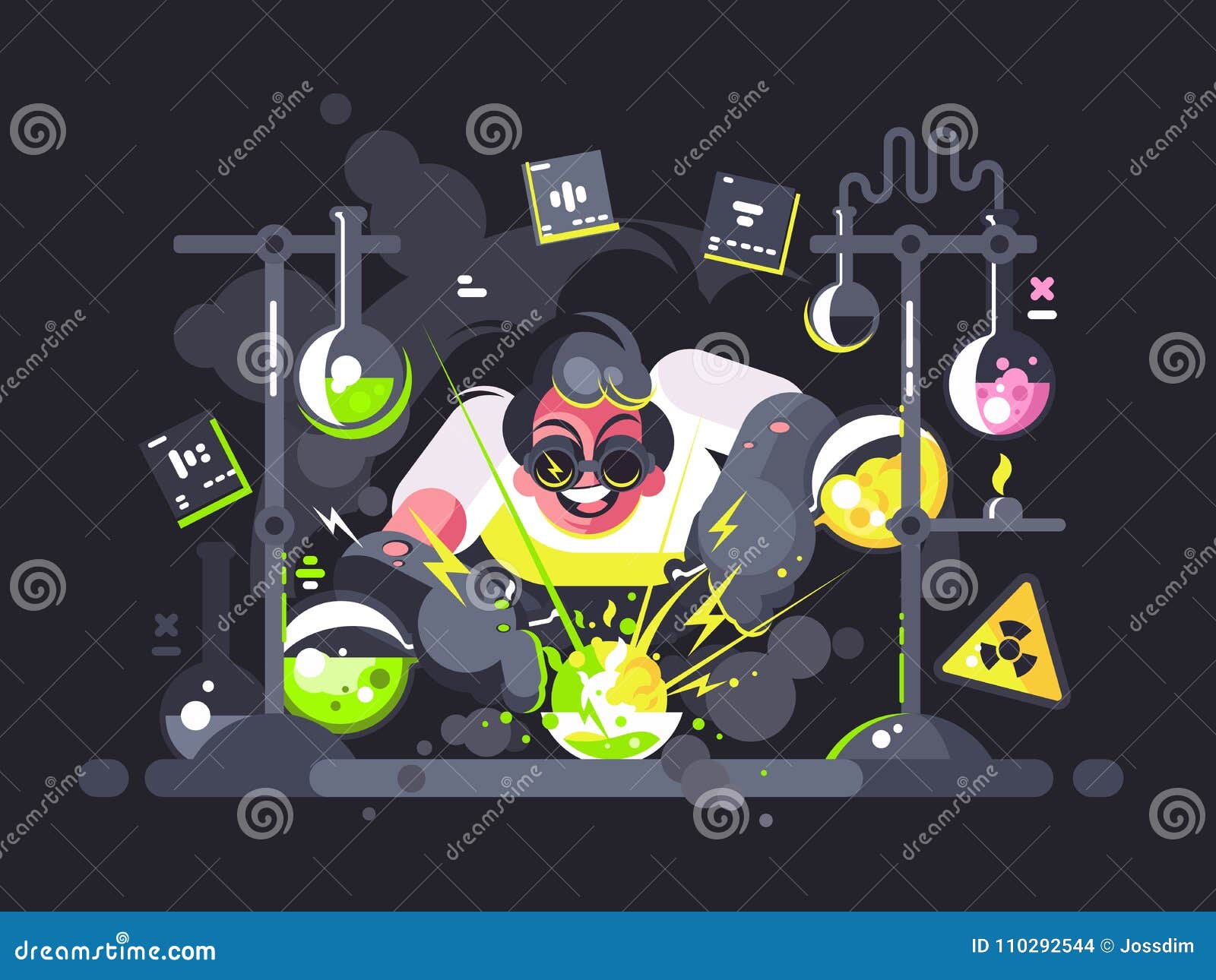Chemical Experiment, Explosion In The Flask Vector Illustration ...