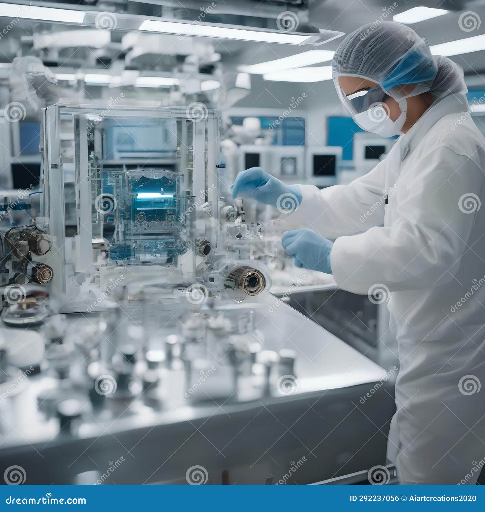A Scientist in a Cleanroom Suit Assembling Intricate Components of a ...