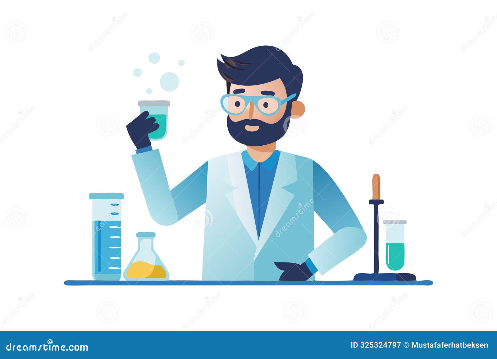 Scientist Conducting an Experiment in a Lab Stock Vector - Illustration ...
