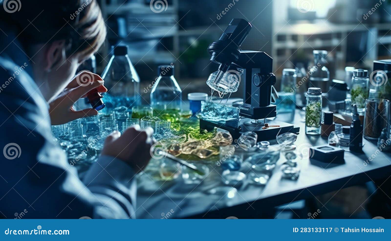 A Scientist Conducting an Experiment in a Laboratory during the Daytime ...