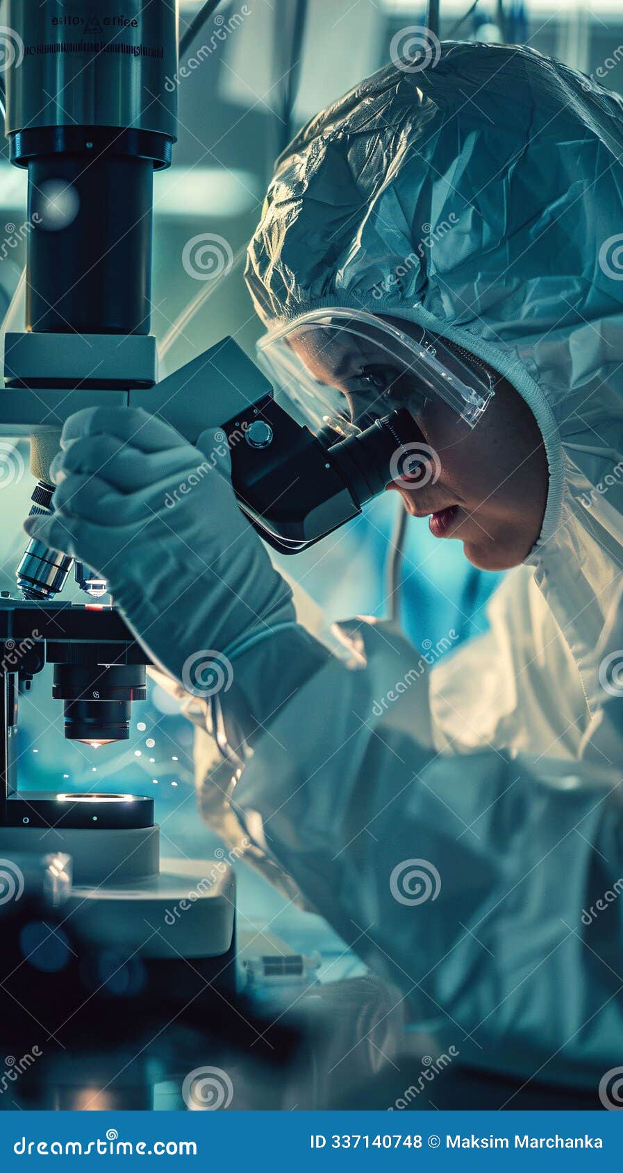 Scientist Conducting Research in Cleanroom Stock Photo - Image of ...
