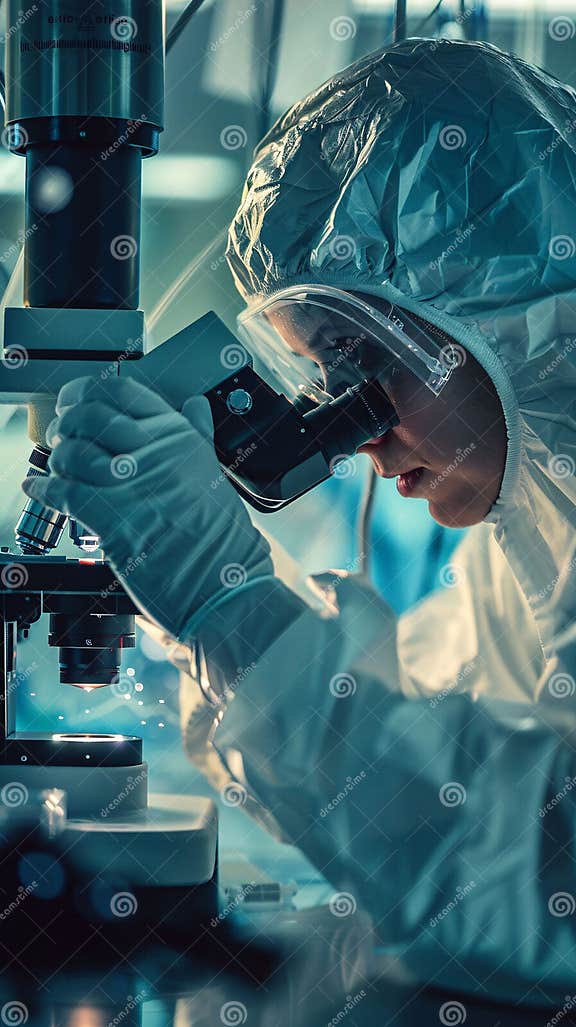 Scientist Conducting Research in Cleanroom Stock Photo - Image of ...
