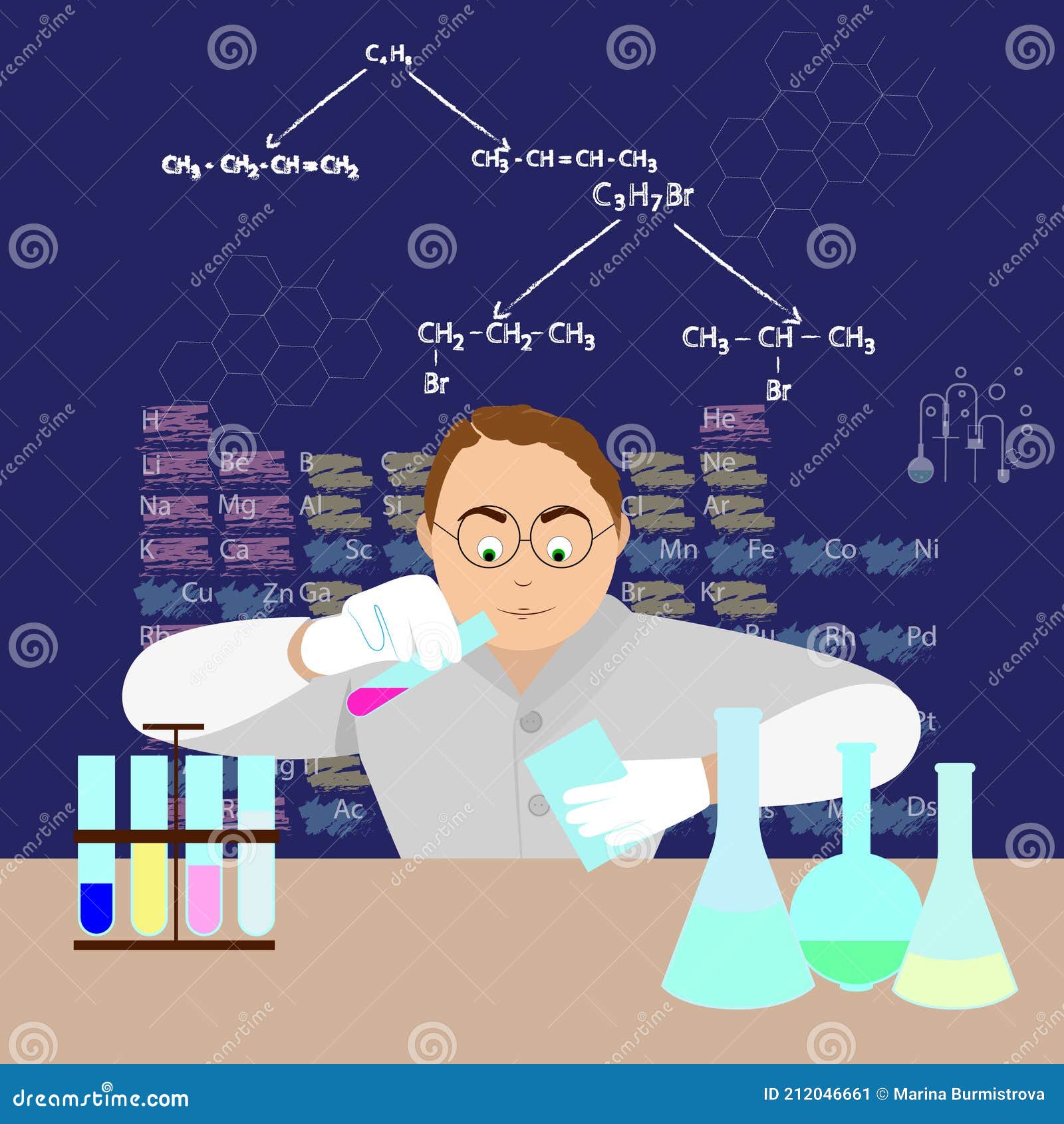 A Scientist Conducts a Chemical Experiment Stock Vector - Illustration ...