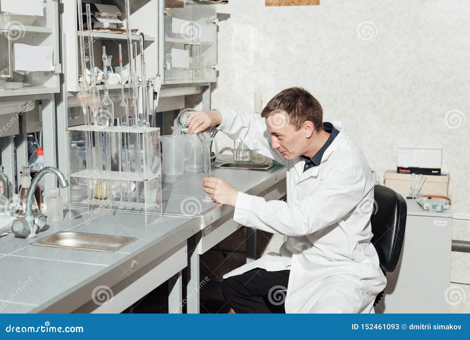 Scientist Conducts Chemical Experiments in the Laboratory Stock Image ...