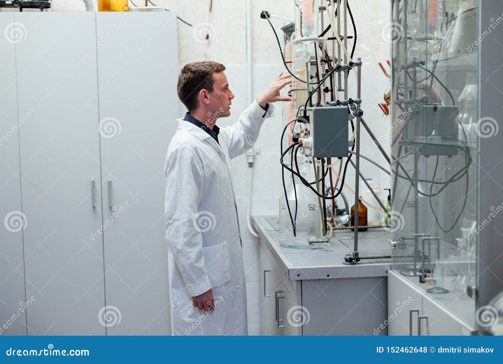 Scientist Conducts Chemical Experiments in the Laboratory Stock Photo ...
