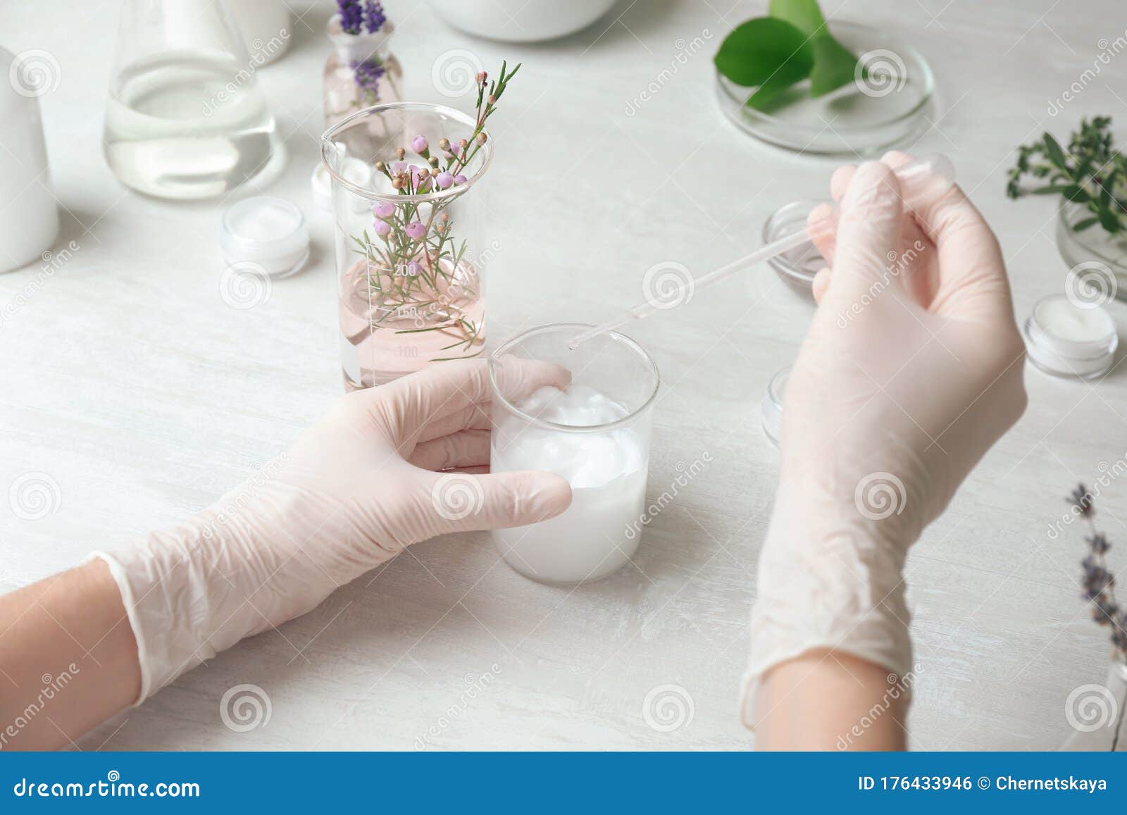 Scientist Developing Cosmetic Product in Laboratory Stock Photo - Image ...