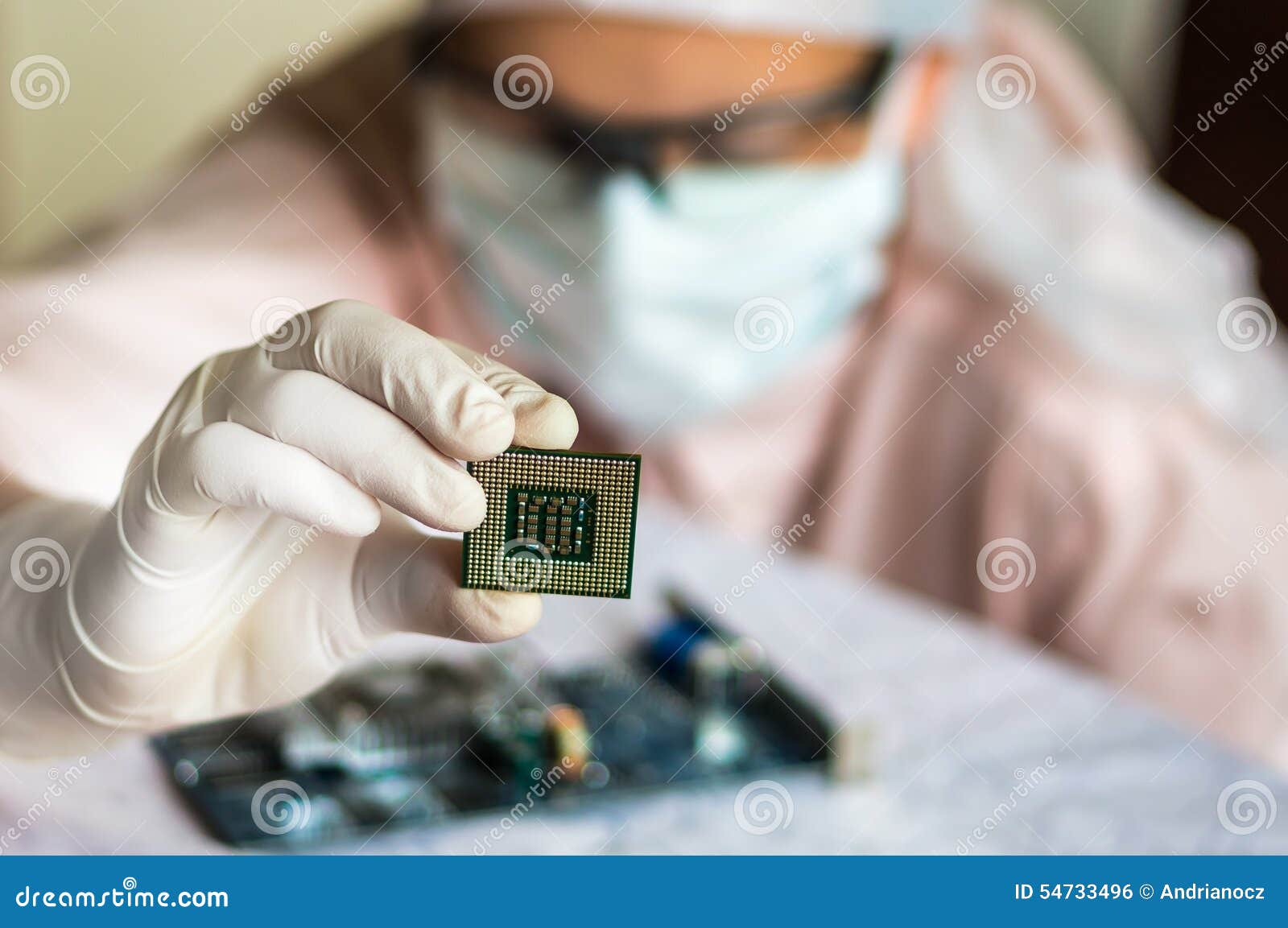 Scientist Develops Microchip and Checking Electronic Circuit Stock ...