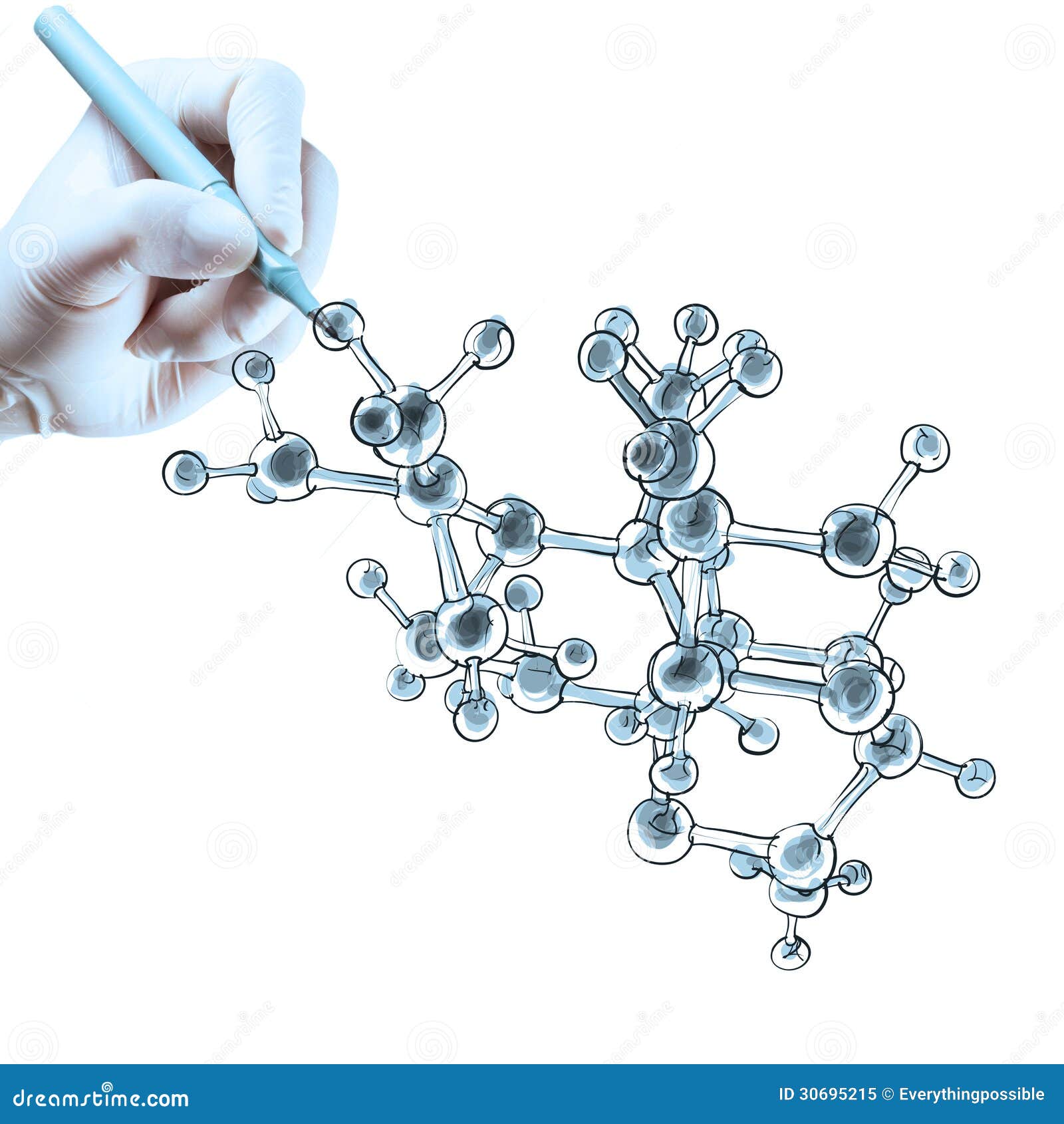 Scientist Doctor Hand Draws Virtual Molecular Structure Stock Image ...