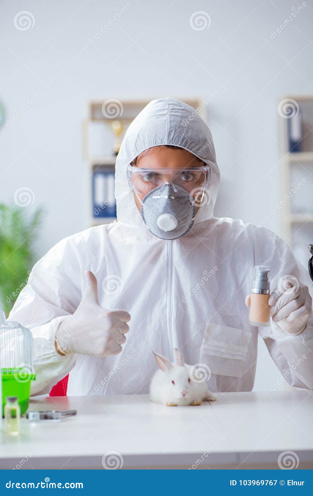 The Scientist Doing Animal Experiment in Lab with Rabbit Stock Image ...