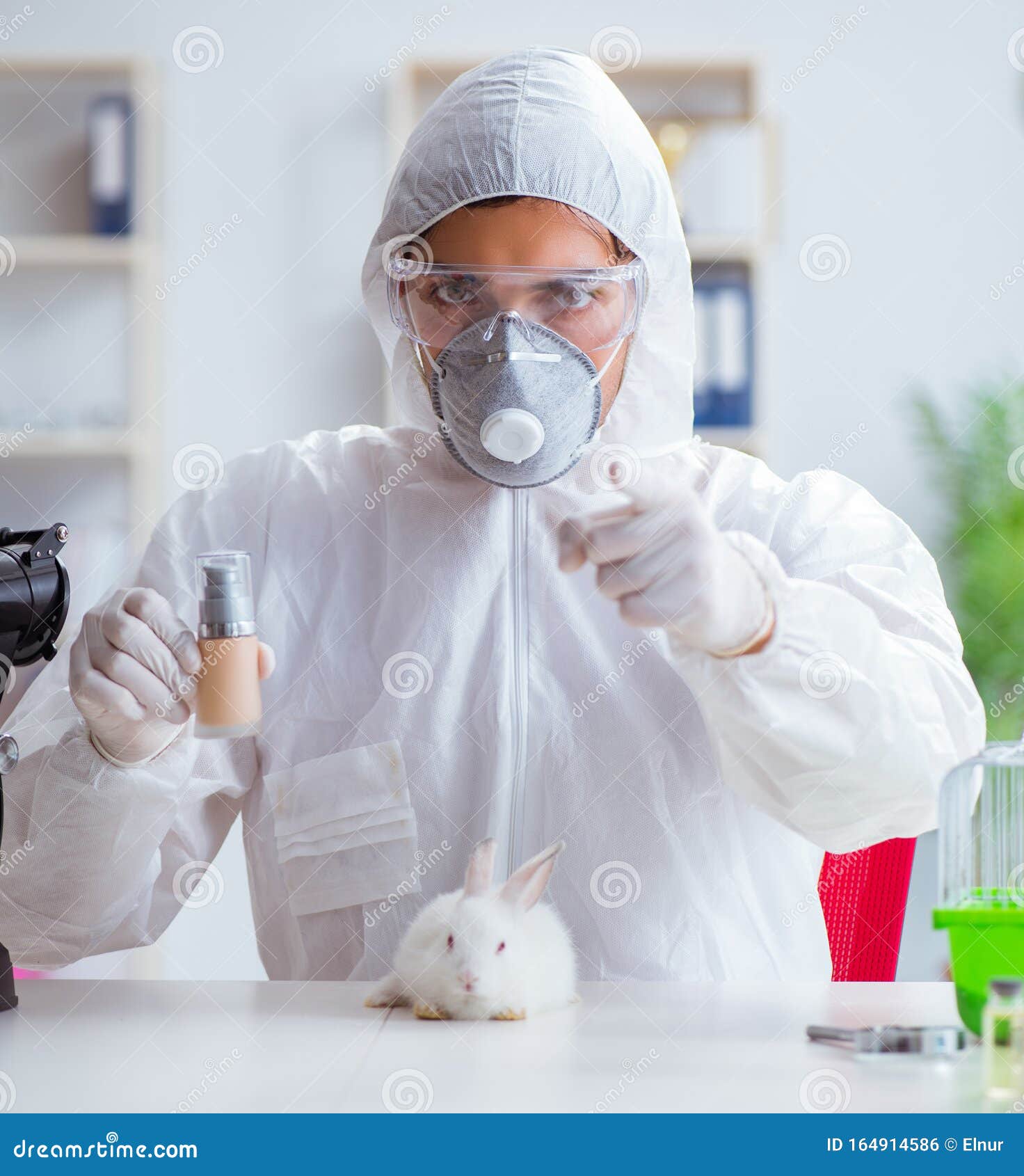 Scientist Doing Animal Experiment in Lab with Rabbit Stock Photo ...