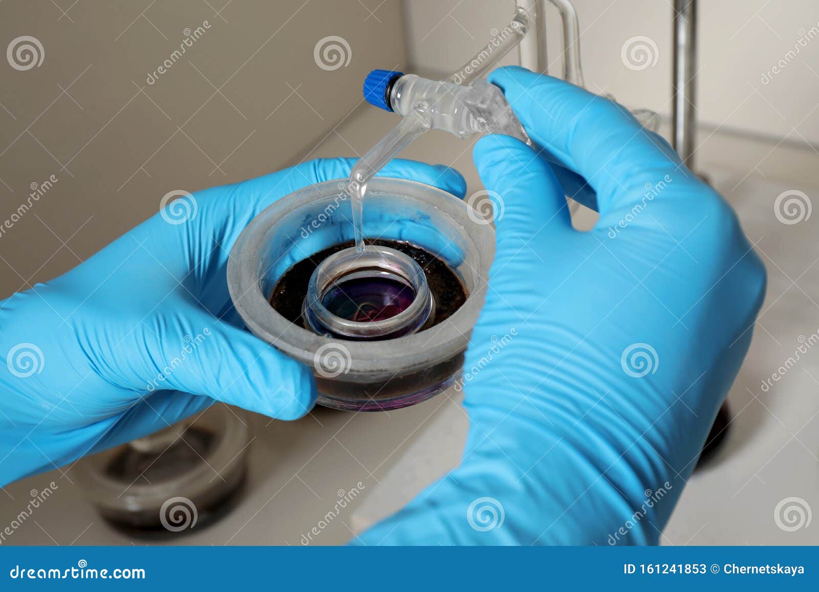 Scientist Doing Nitrogen Determination of Soil Sample at Table ...