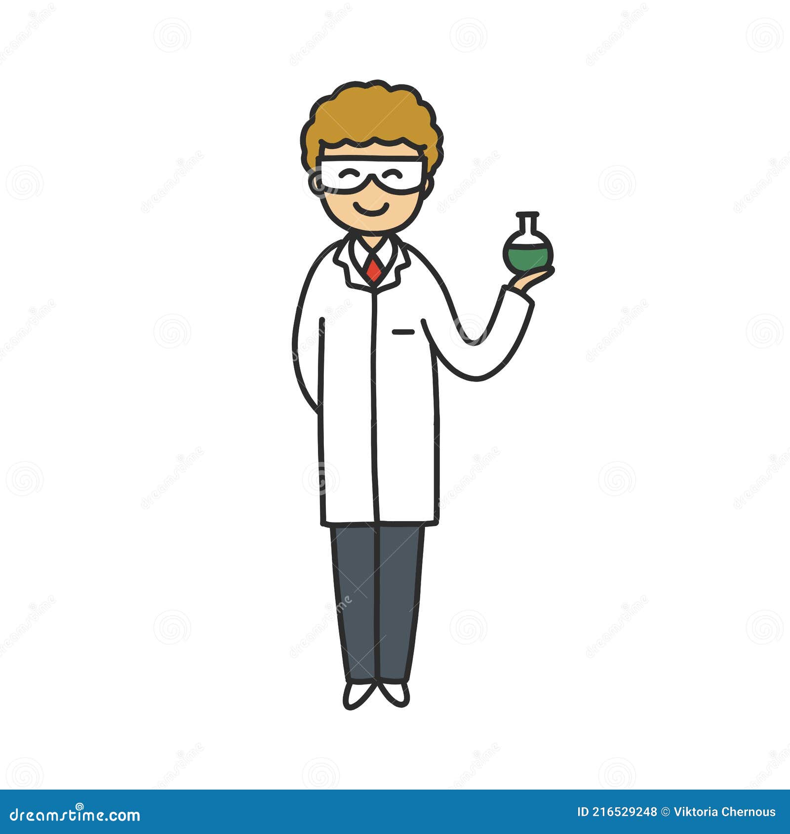 Scientist Doodle Icon, Vector Color Line Illustration Stock Vector ...