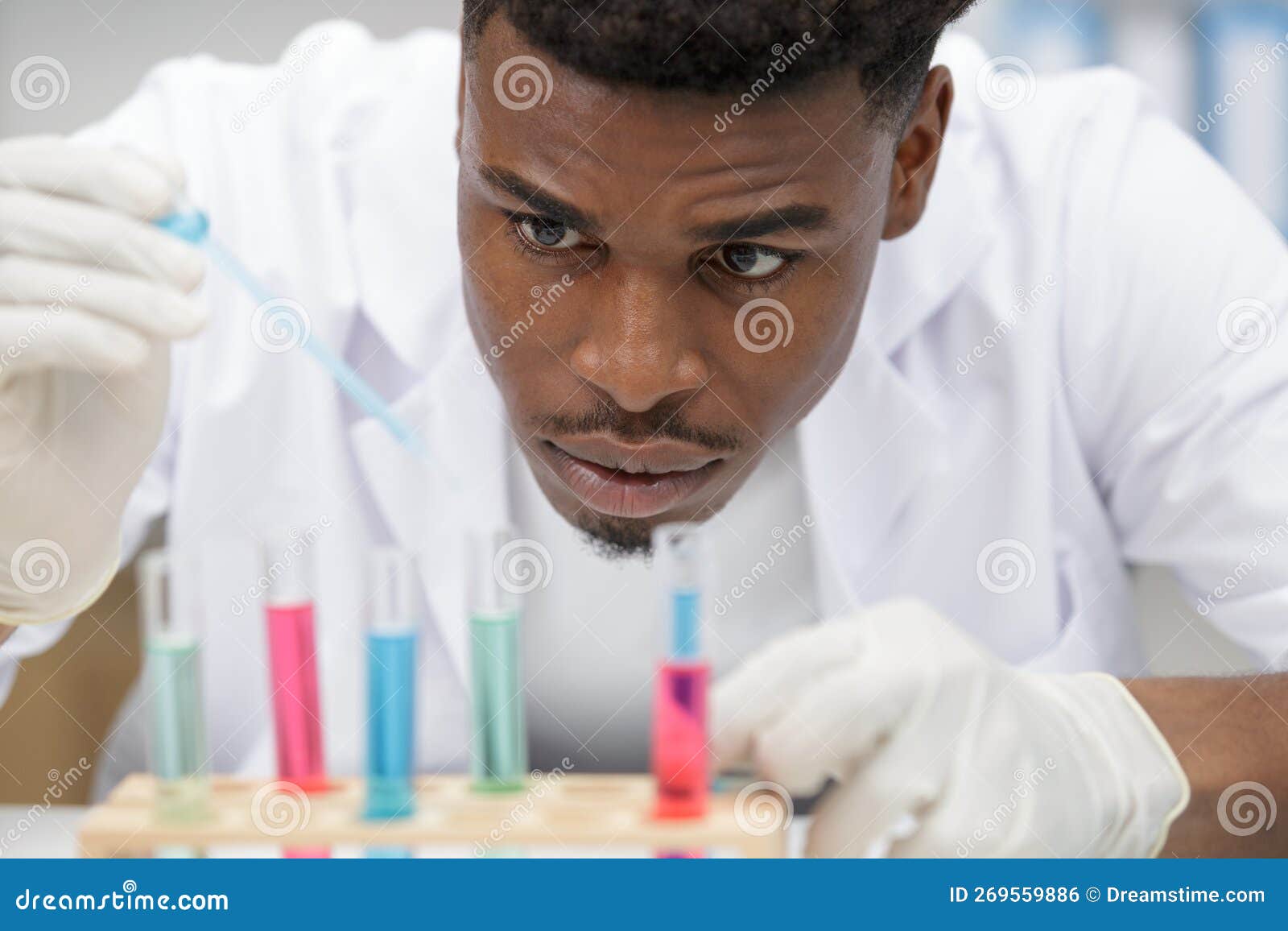 Scientist Dripping Reagent into Test Tubes Stock Photo - Image of ...