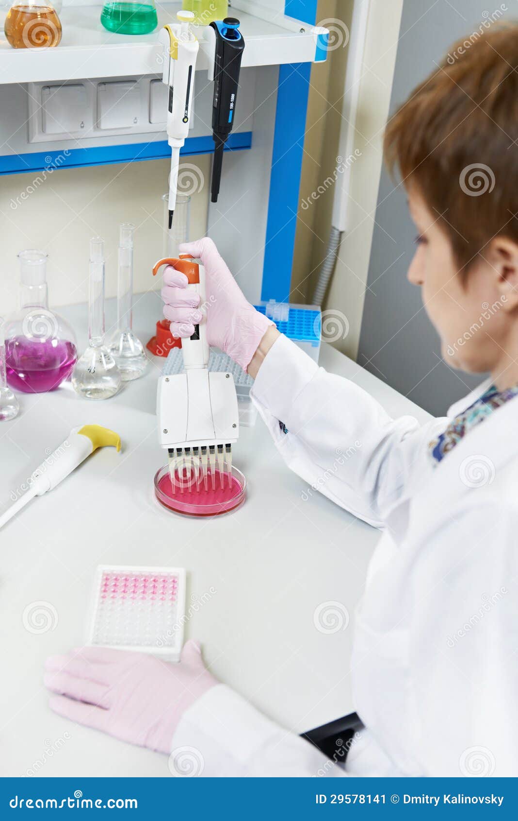 Scientist with Dropper at Laboratory Stock Image - Image of molecular ...