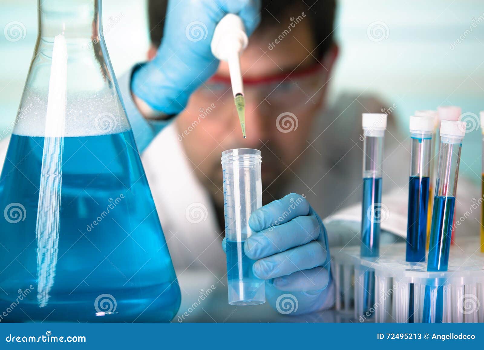 Scientist Dropping Chemical Sample in Tube Stock Image - Image of ...
