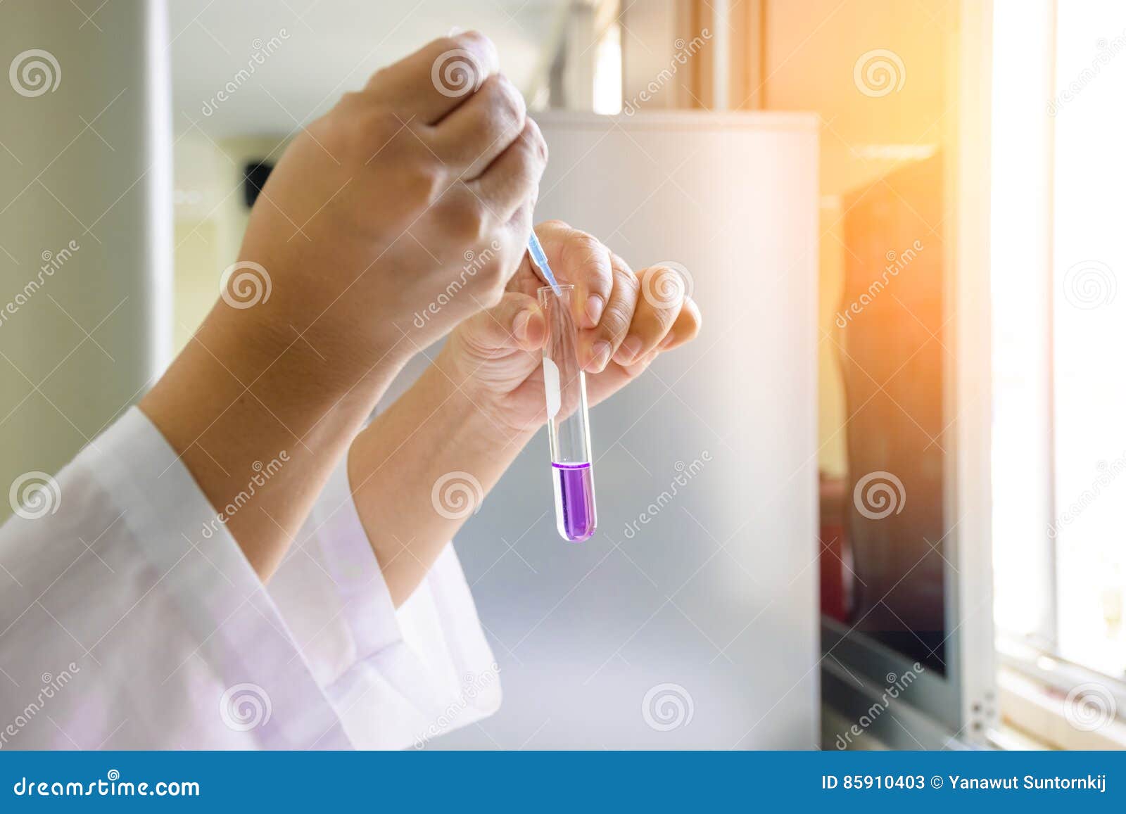 Scientist Dropping Solution into Test Tube Stock Image - Image of ...