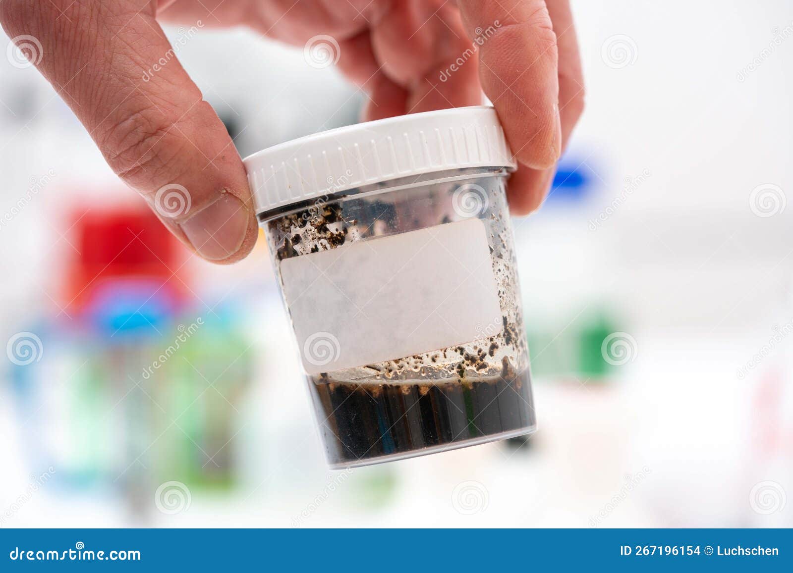 Scientist Ecologist Holds a Container with a Soil Sample for Chemical ...