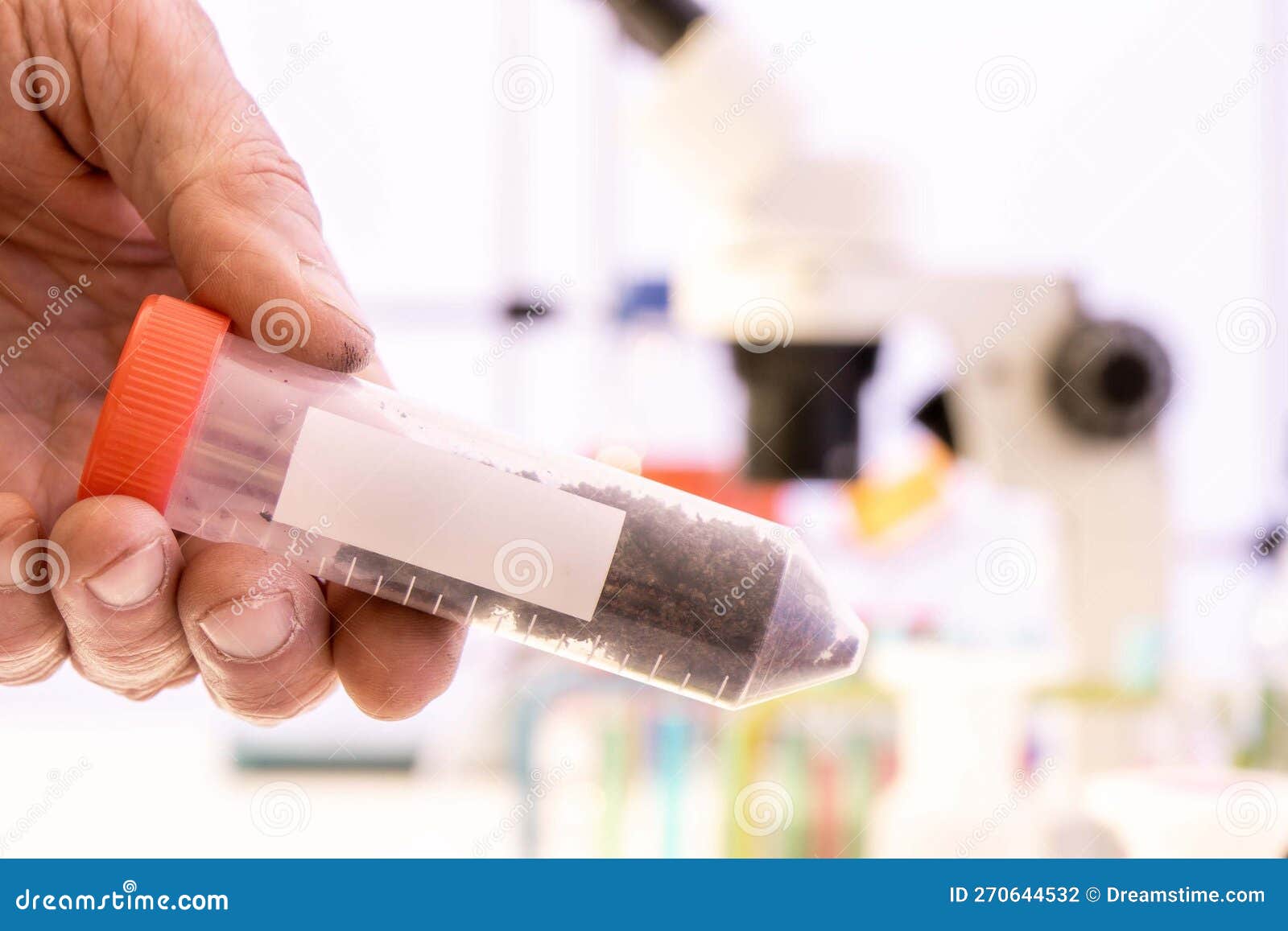 Scientist Ecologist Holds a Container with a Soil Sample for Chemical ...