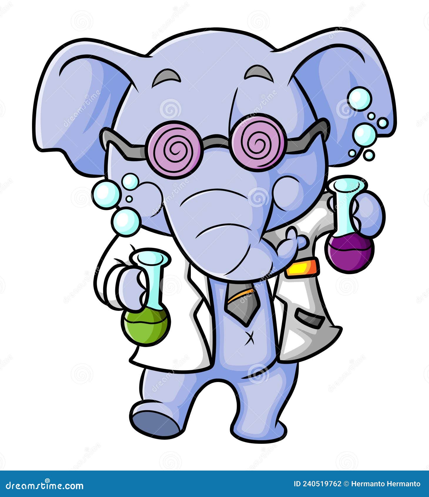 The Scientist Elephant is Holding the Beaker Glass Stock Vector ...