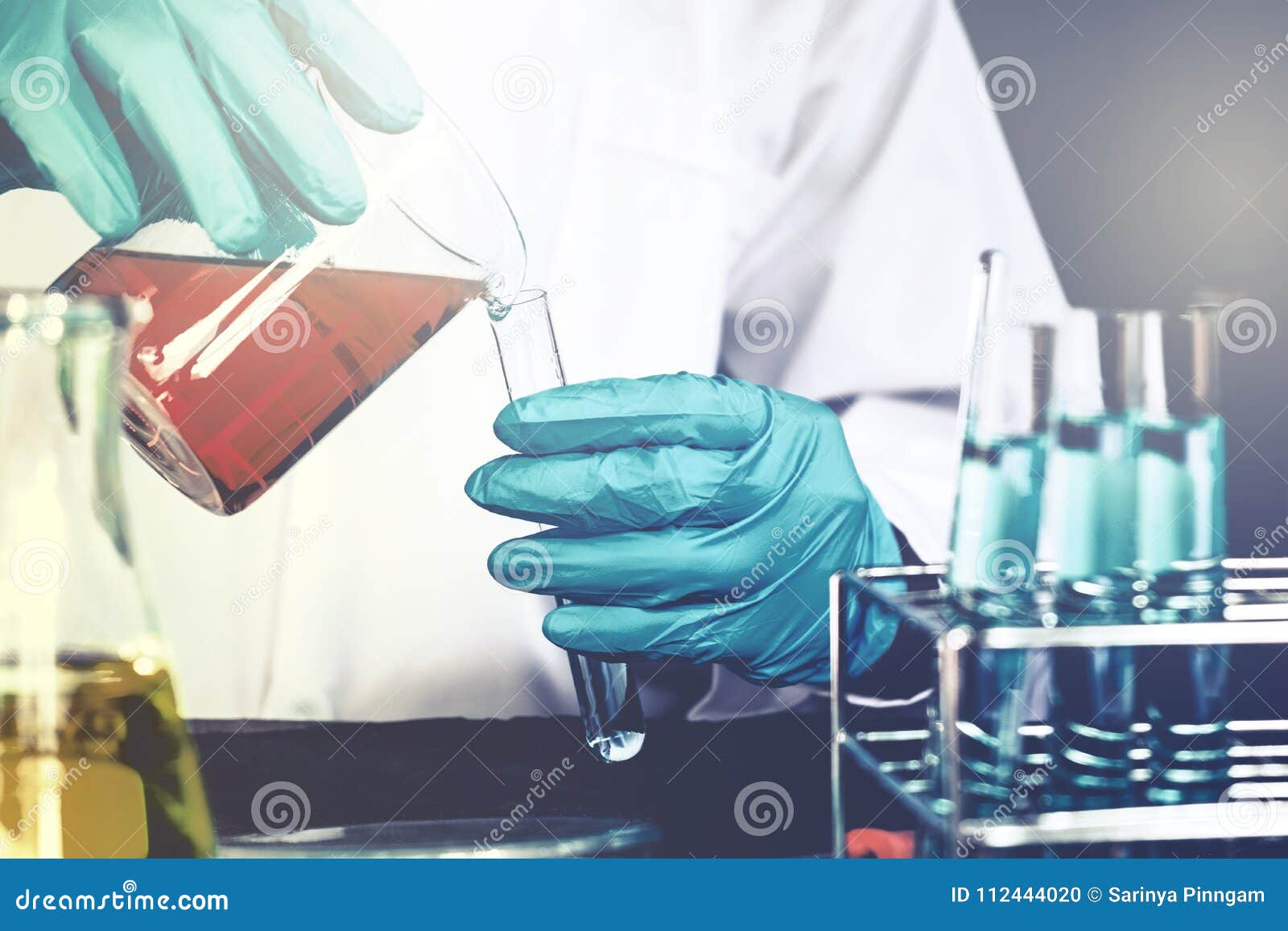 Scientist with Equipment Holding Tools during Scientific Experim Stock ...