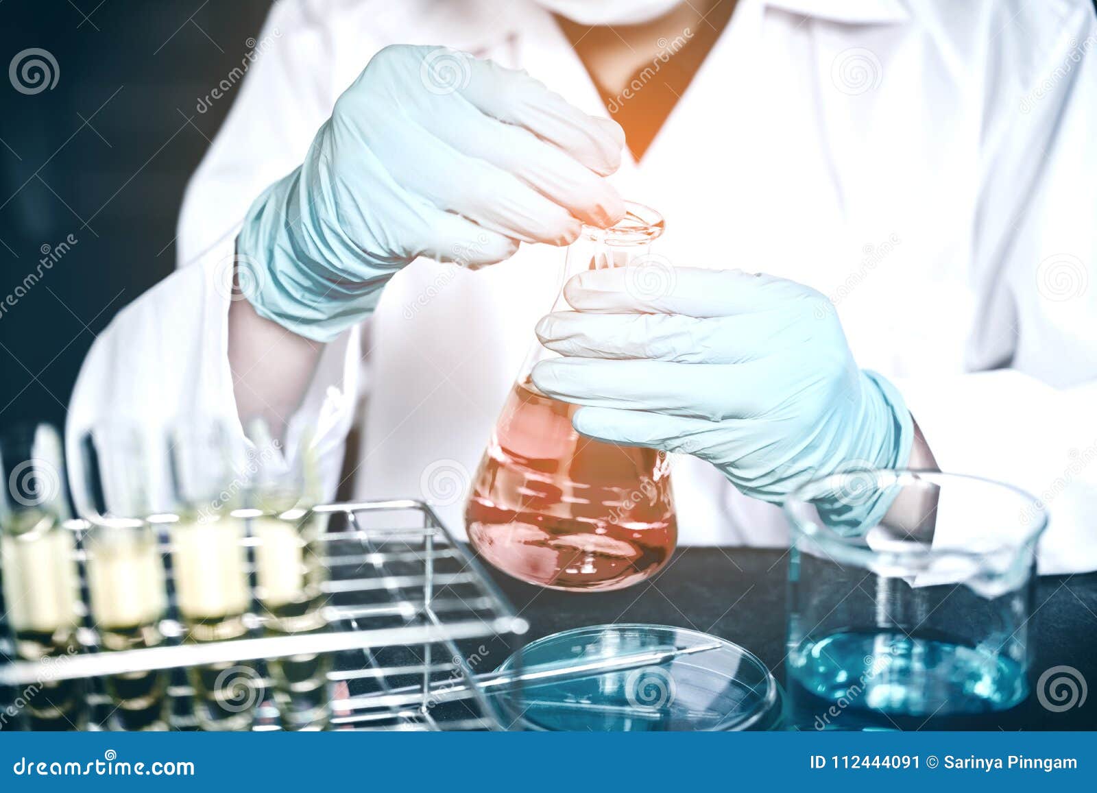 Scientist with Equipment Holding Tools during Scientific Experim Stock ...