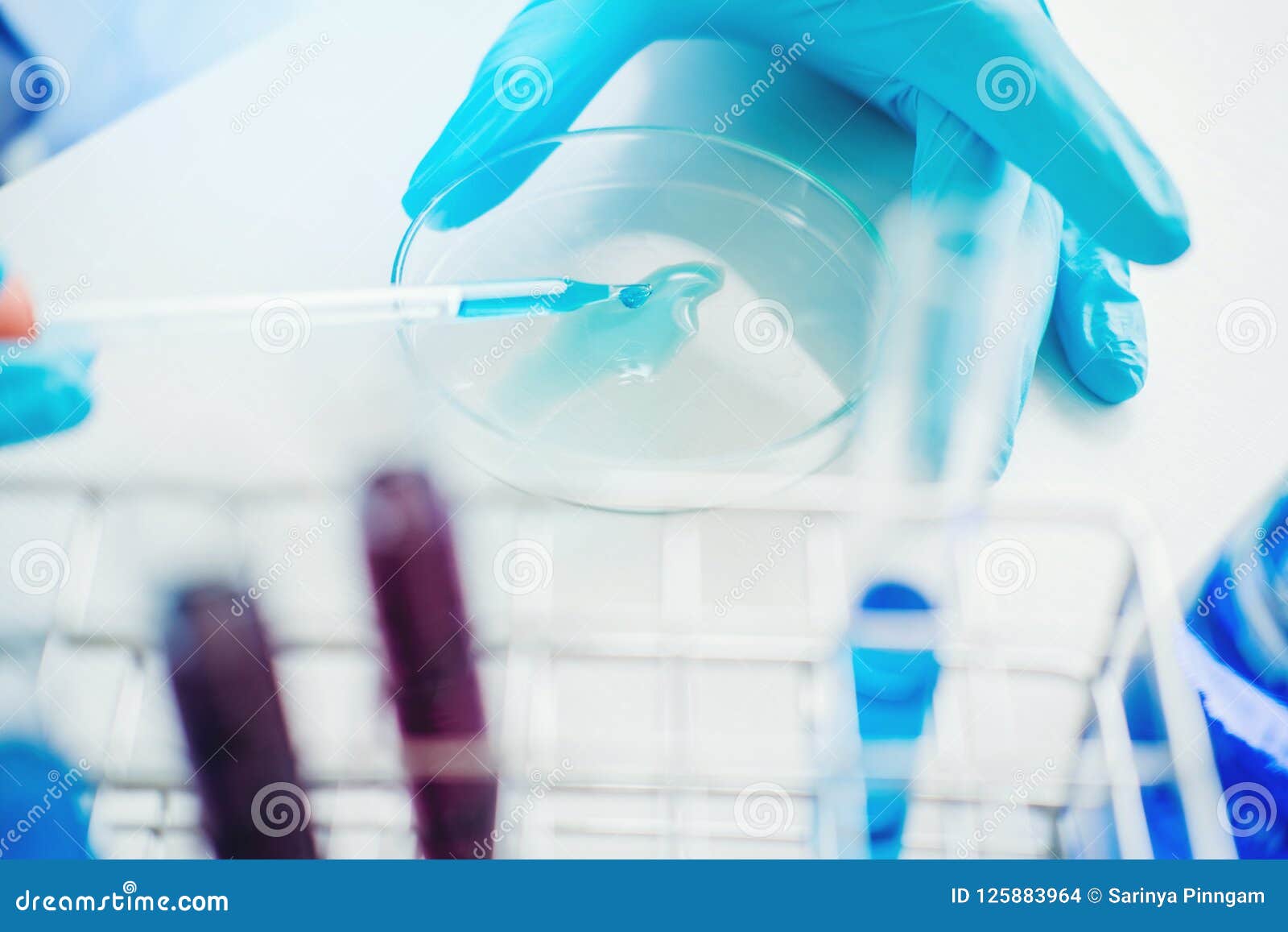 Scientist with Equipment Holding Tools during Scientific Experiment ...