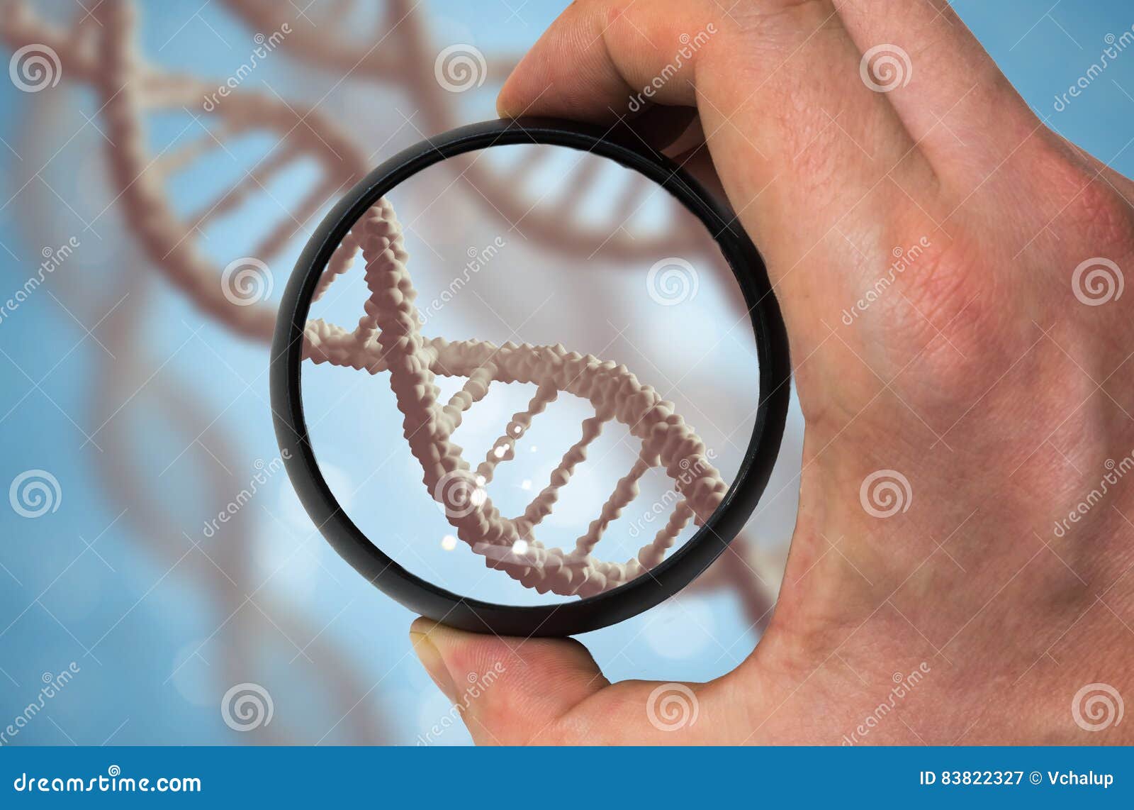 Scientist Examinates DNA Molecule. Genetics Research Concept Stock ...