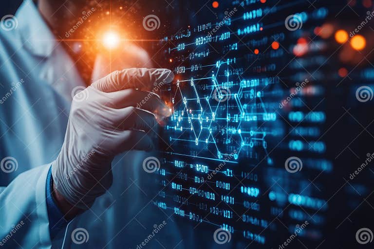 A Scientist Examines Digital Data Visualizations in a Laboratory ...