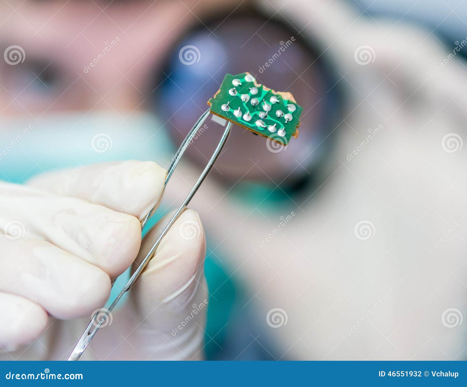 The Scientist Examines Electronic Circuit Stock Photo - Image of ...