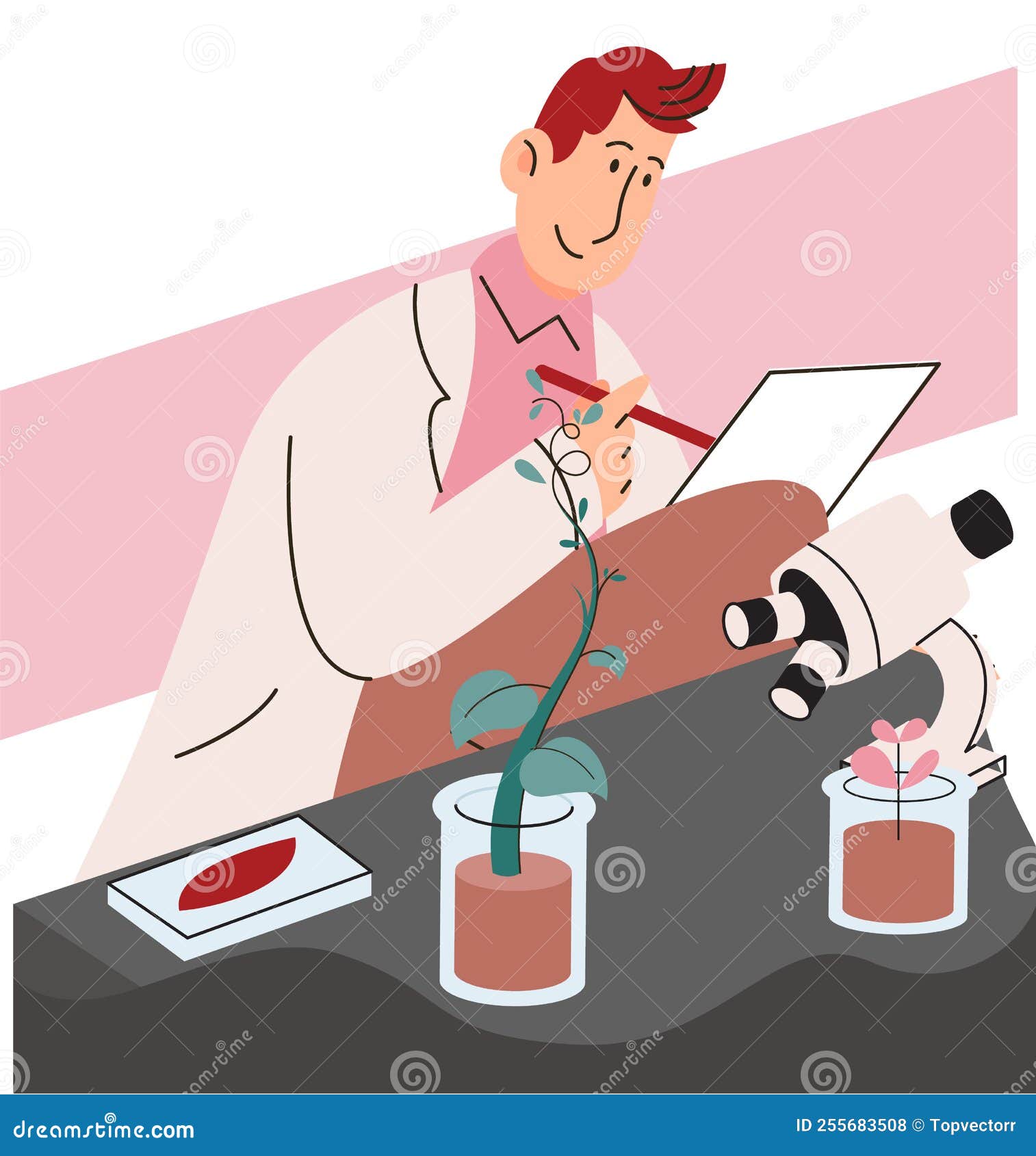 Scientist Examining Plant Species Using Laboratory Microscope. Eco ...