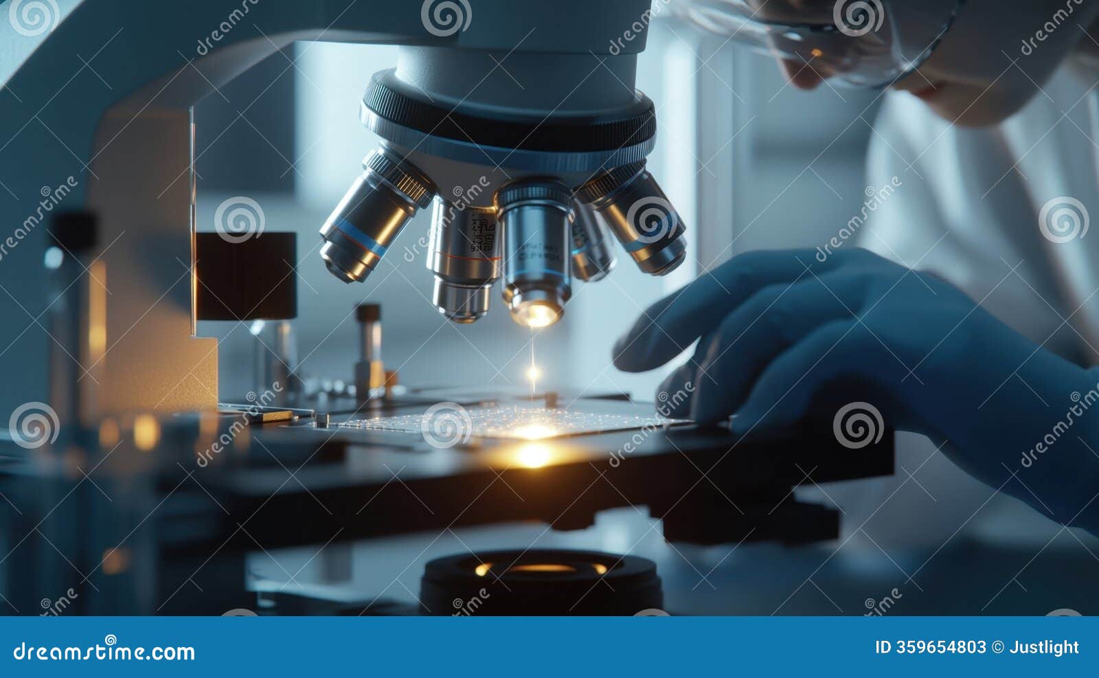 Scientist Examining Samples Under a Microscope Stock Image - Image of ...