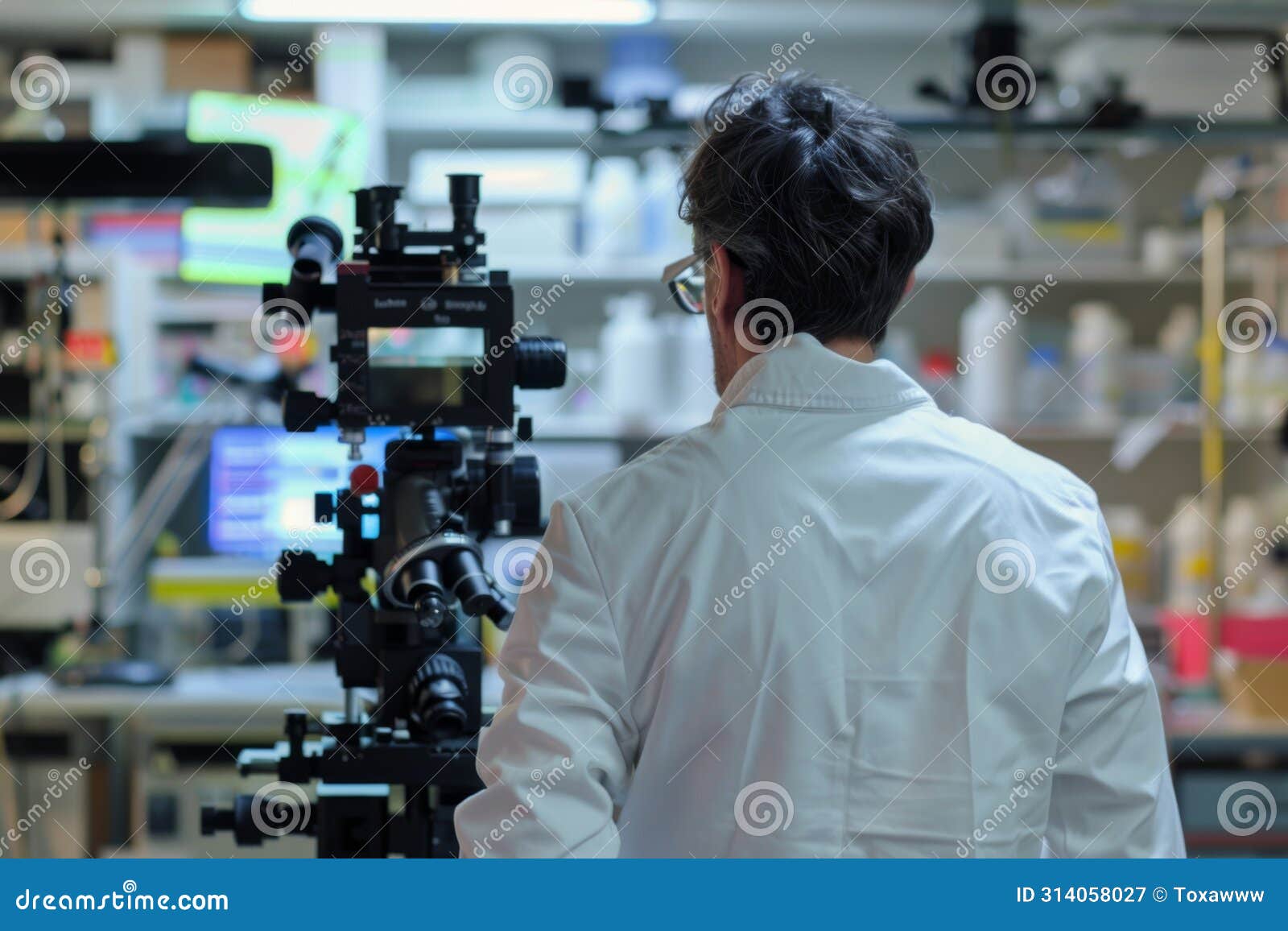 Scientist Examining Samples Using Advanced Laboratory Equipment Stock ...