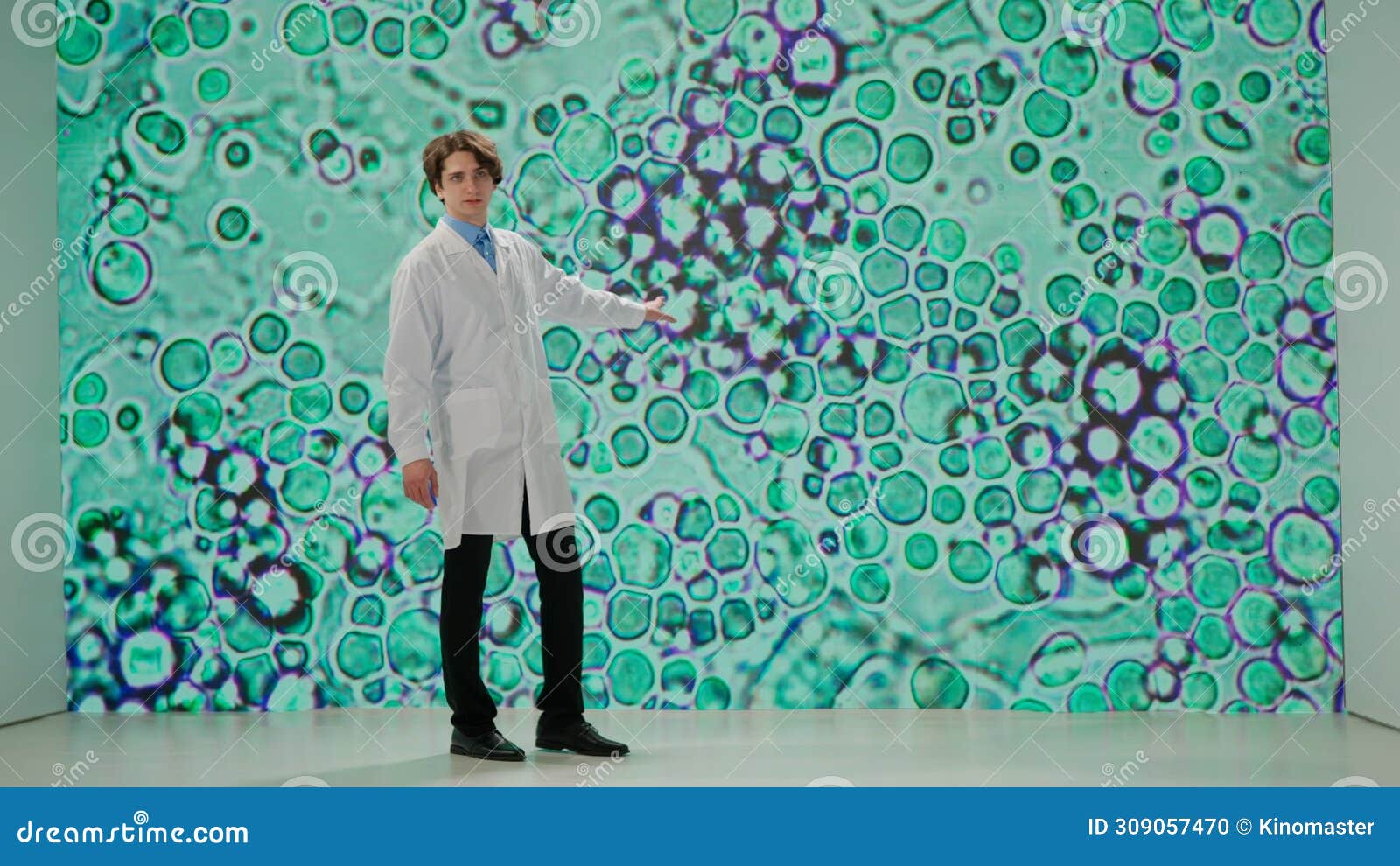 Scientist Explaining Cellular Structures in a Scientific Presentation ...