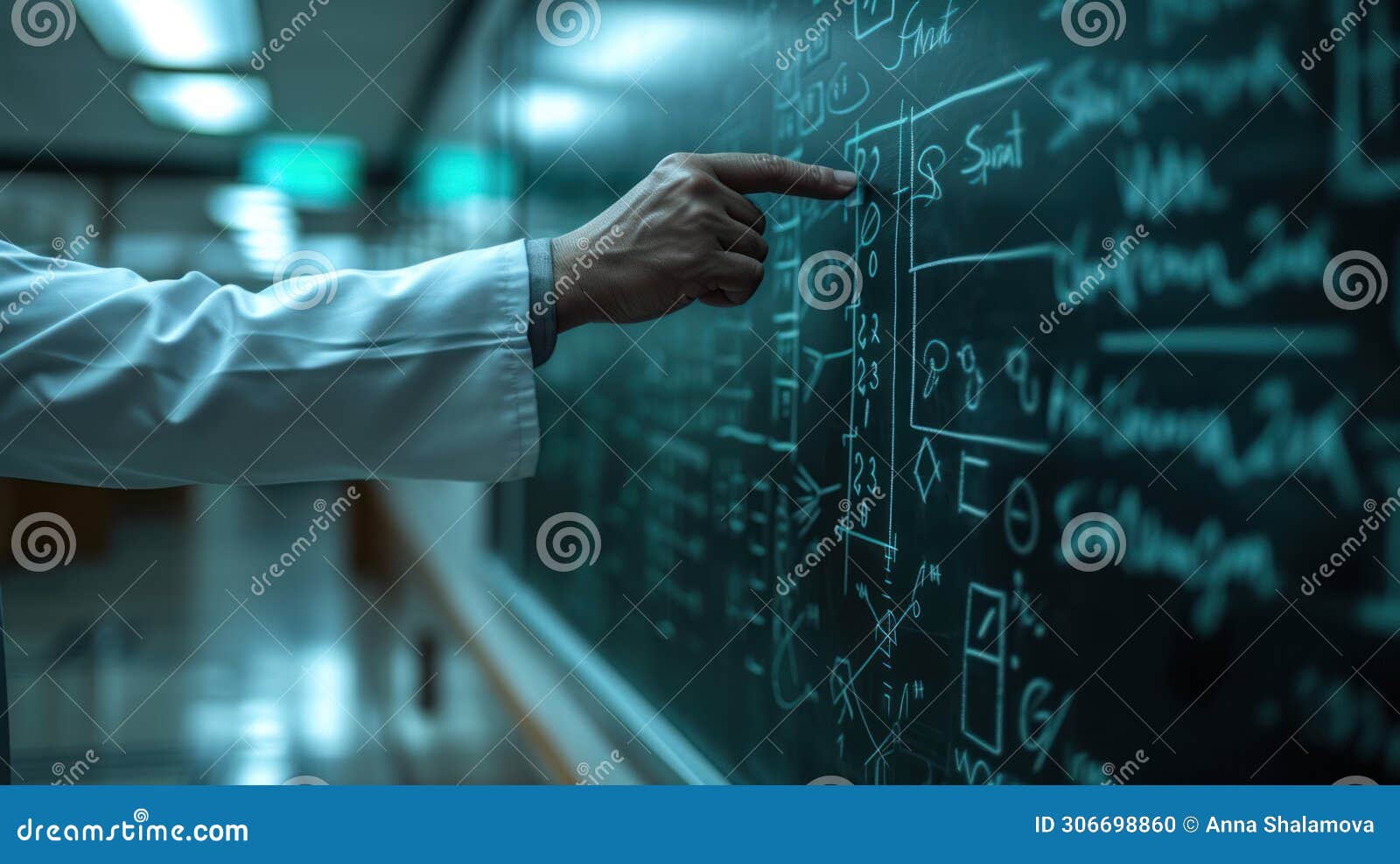 Scientist Explaining Complex Mathematical Formulas on Blackboard. Stock ...