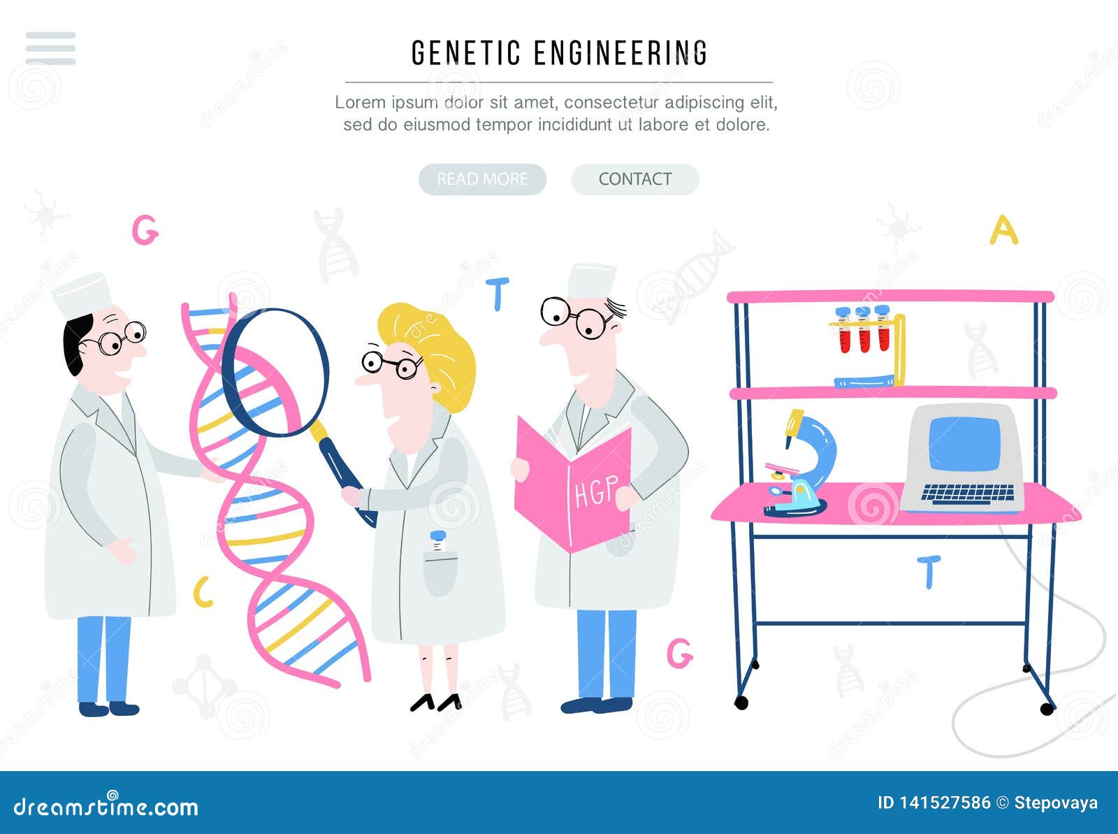 Scientist Exploring DNA Structure. Hand Drawn Genome Sequencing Concept ...