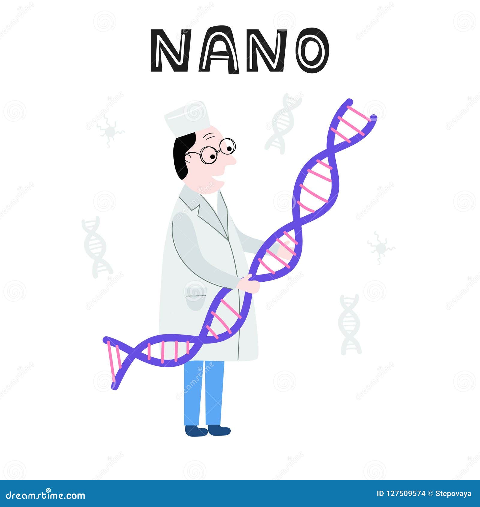 Scientist Exploring DNA Structure. Hand Drawn Genome Sequencing Concept ...