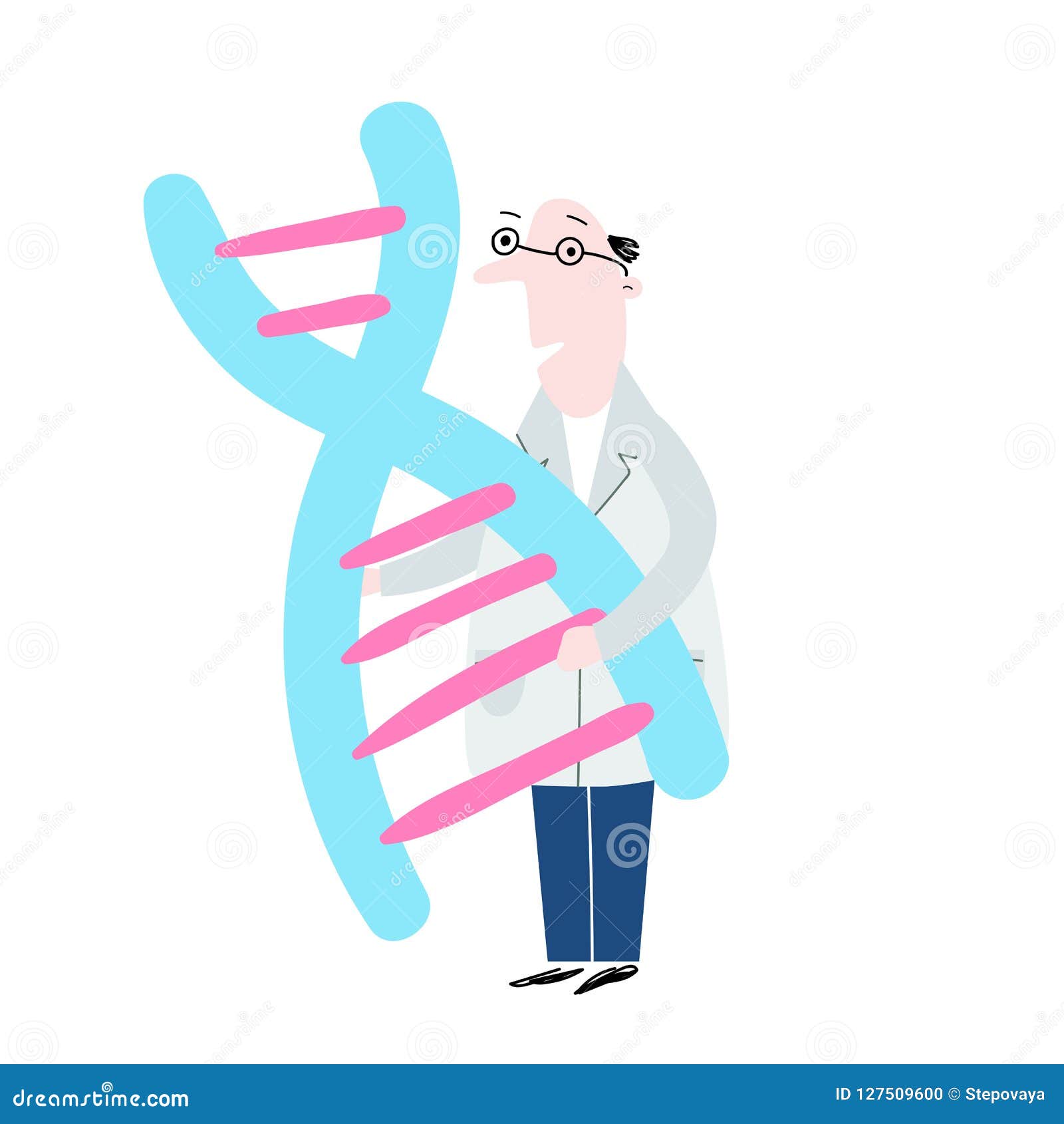 Scientist Exploring DNA Structure. Hand Drawn Genome Sequencing Concept ...