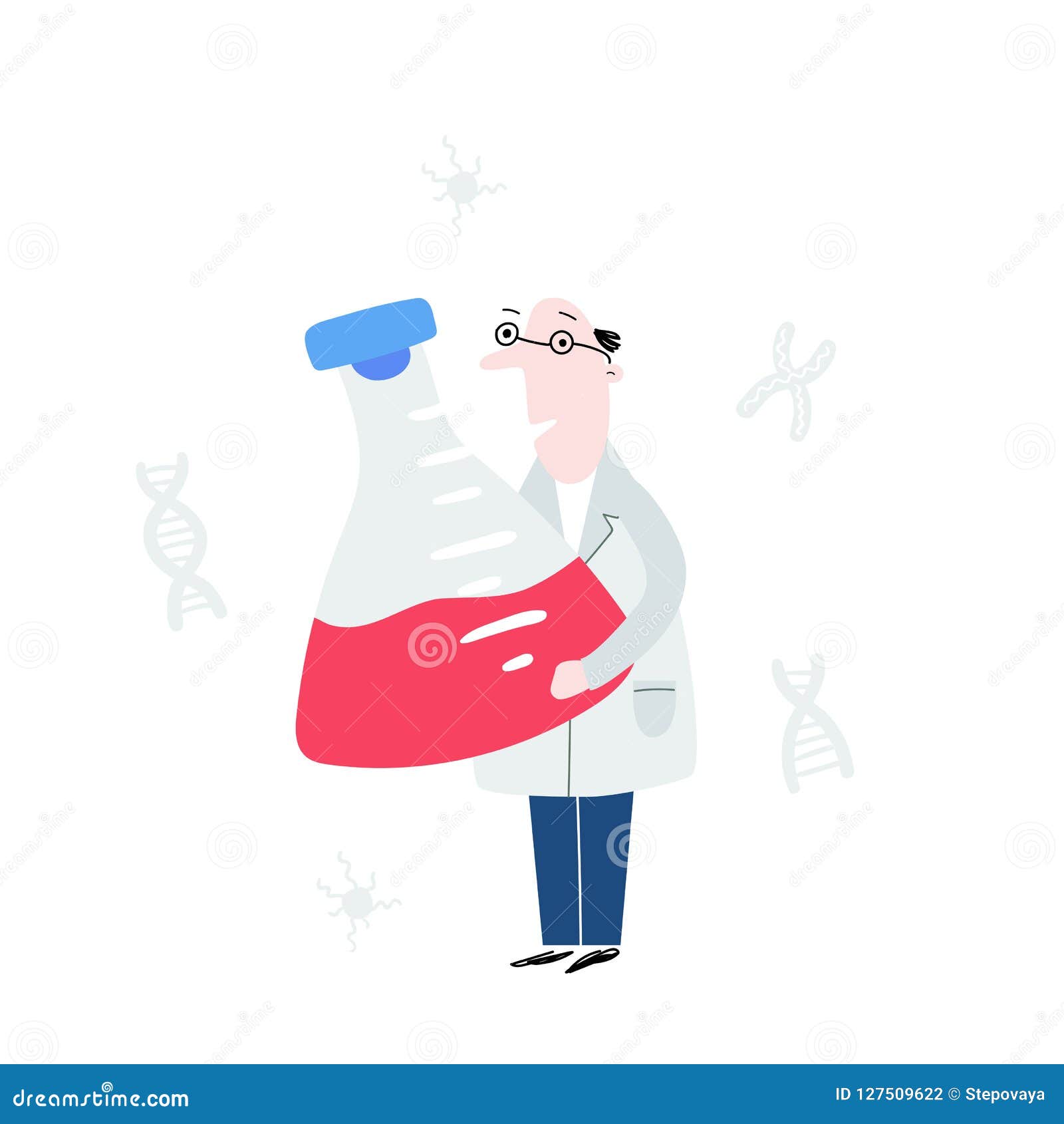 Scientist Exploring DNA Structure. Hand Drawn Genome Sequencing Concept ...