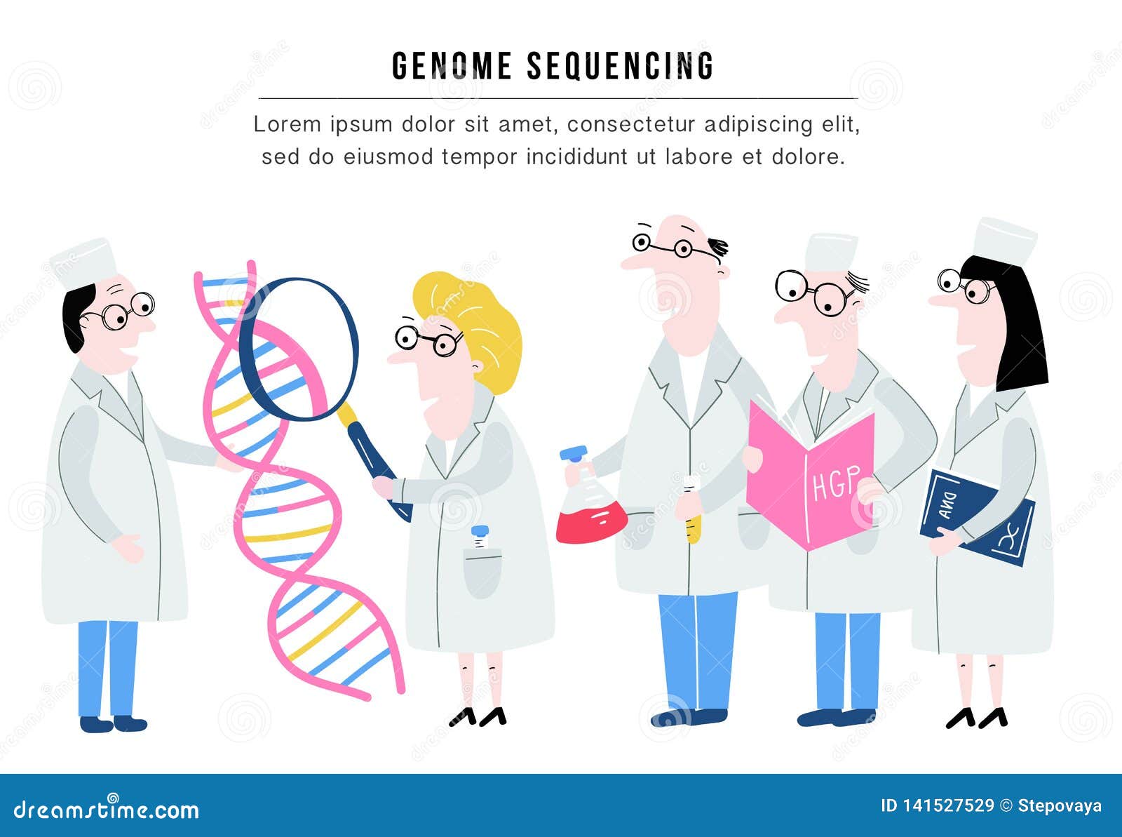 Scientist Exploring DNA Structure. Hand Drawn Genome Sequencing Concept ...
