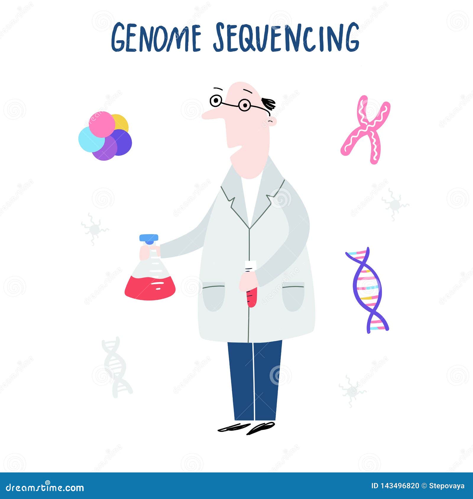 Scientist Exploring DNA Structure. Hand Drawn Genome Sequencing Concept ... Scientist Exploring DNA Structure. Hand Drawn Genome Sequencing Concept ...