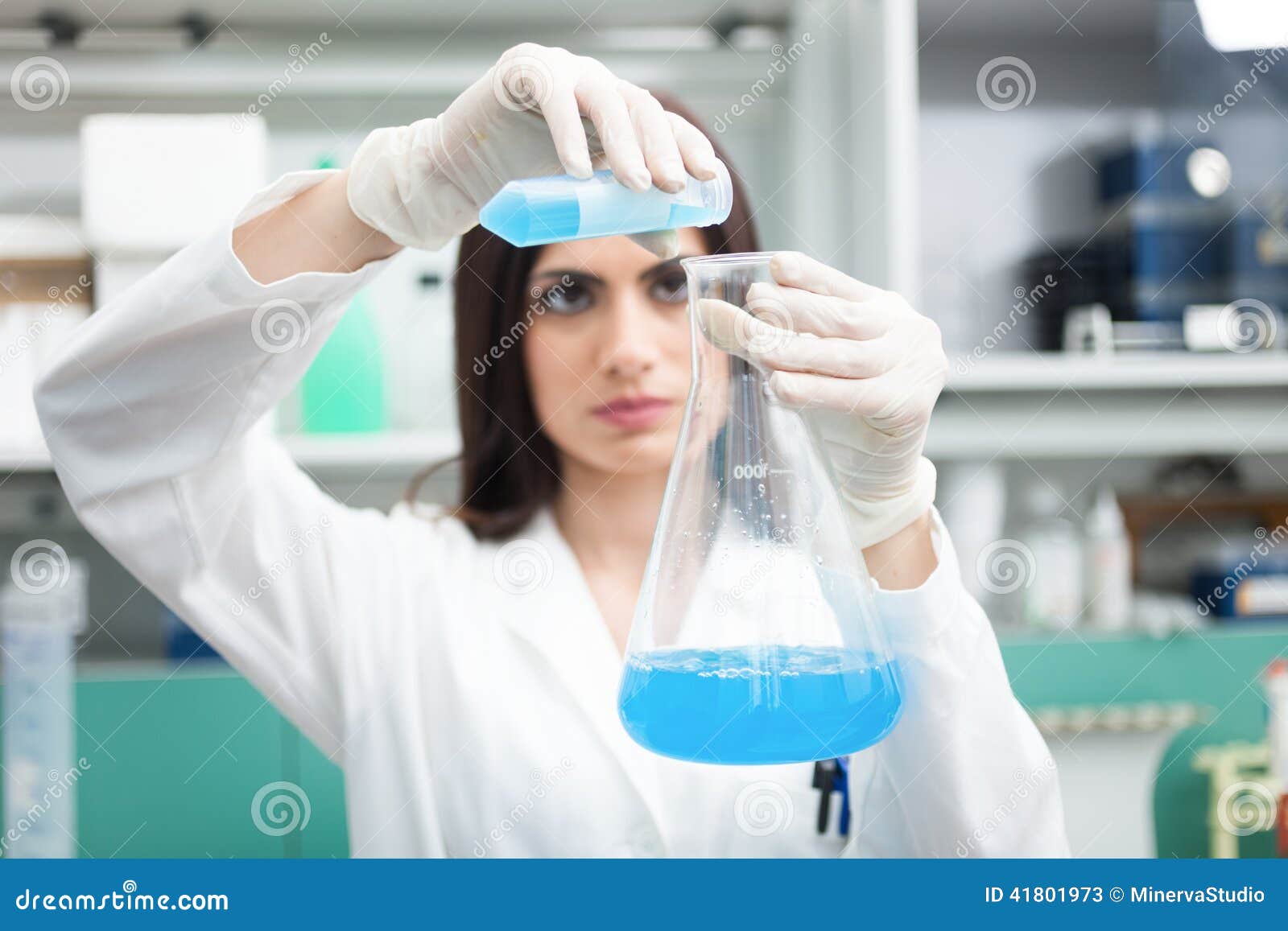 Scientist Filling an Erlenmeyer Flask Stock Image - Image of people ...