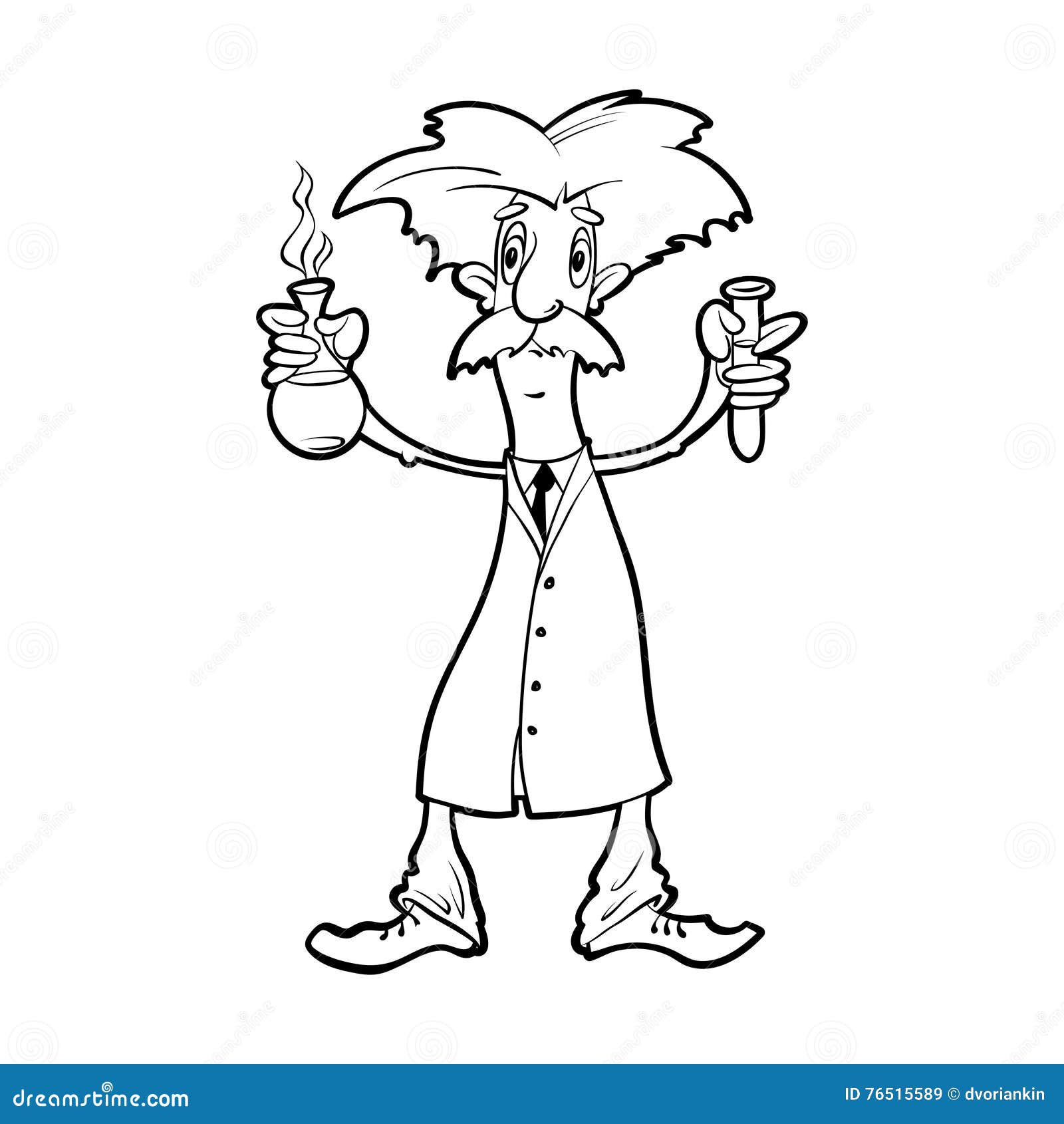 Scientist with flasks stock vector. Illustration of equipment - 76515589