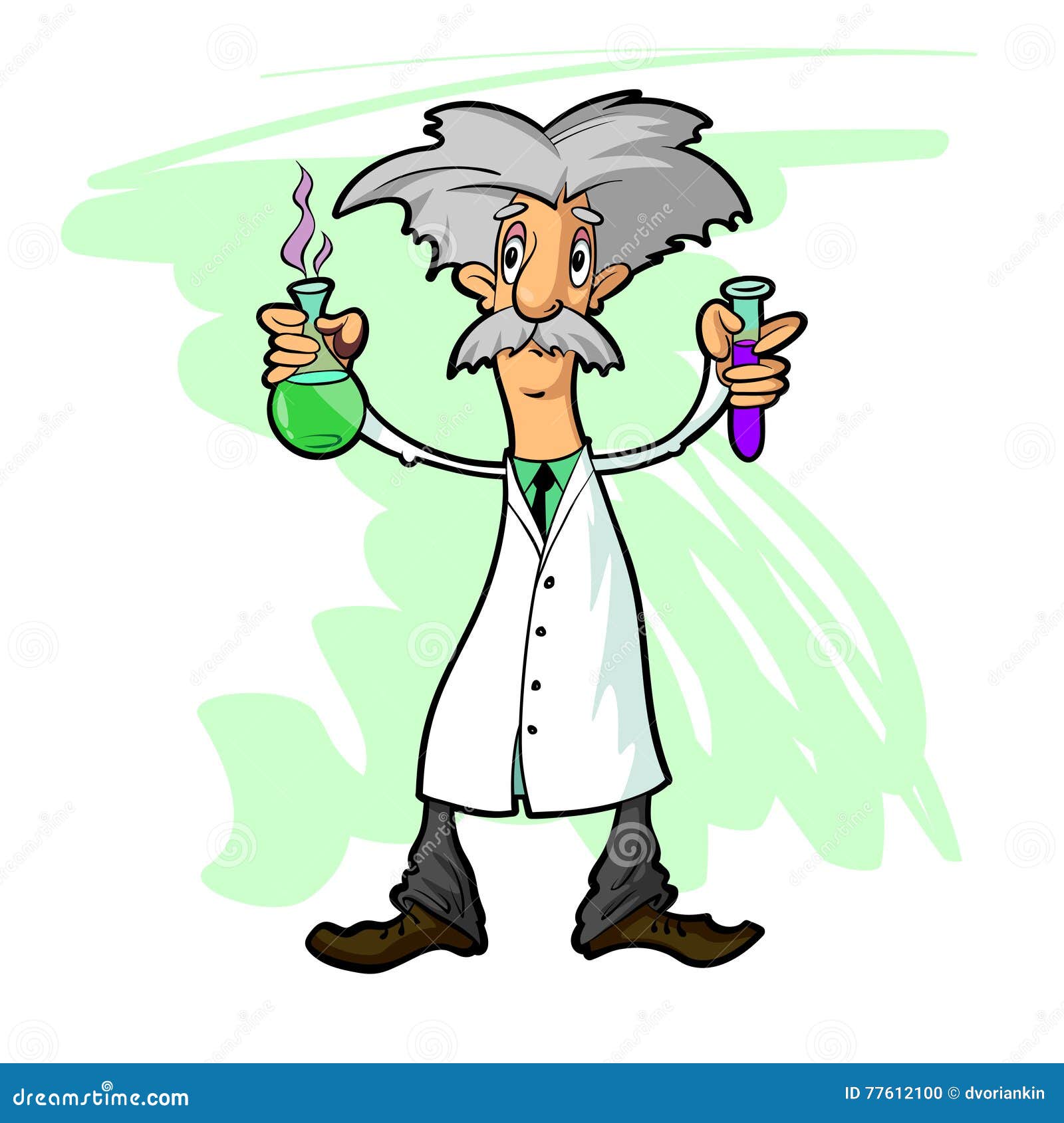 Scientist with flasks stock vector. Illustration of chemist - 77612100