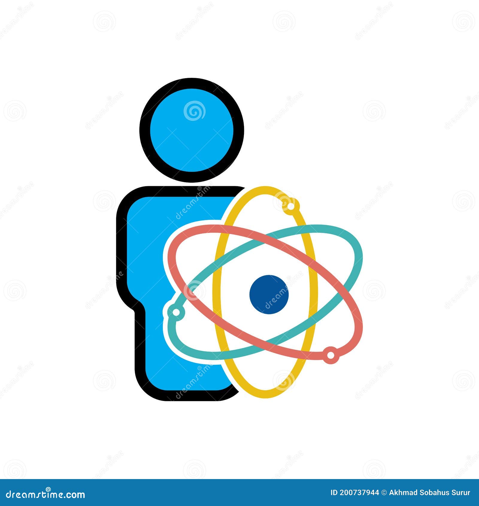 Scientist Flat Symbol. People and Atom Flat Icon. Design Vector Stock ...